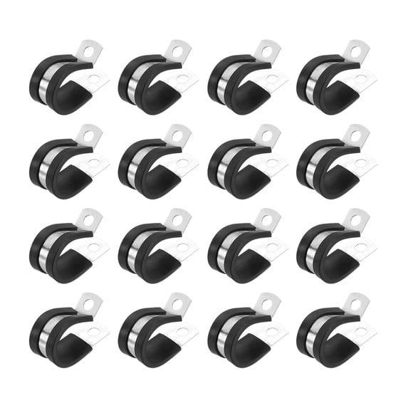 Uxcell Cable Clamp, Stainless Steel Rubber Cushioned Insulated Pipe ...