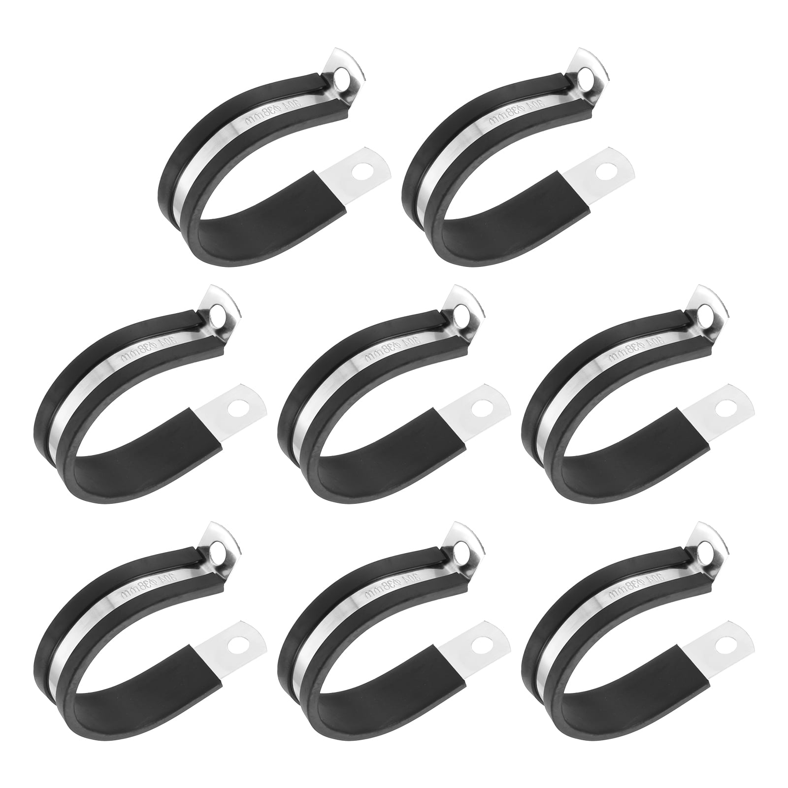Uxcell Cable Clamp, Stainless Steel Rubber Cushioned Insulated Pipe ...