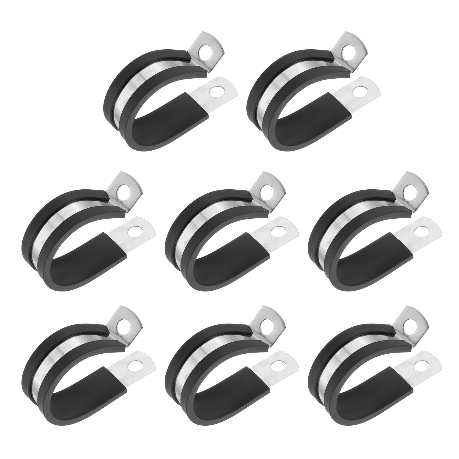 Uxcell Cable Clamp, Stainless Steel Rubber Cushioned Insulated Pipe ...
