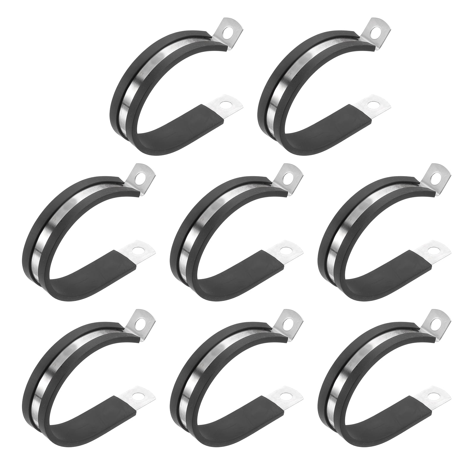 Uxcell Cable Clamp, Stainless Steel Rubber Cushioned Insulated Pipe ...