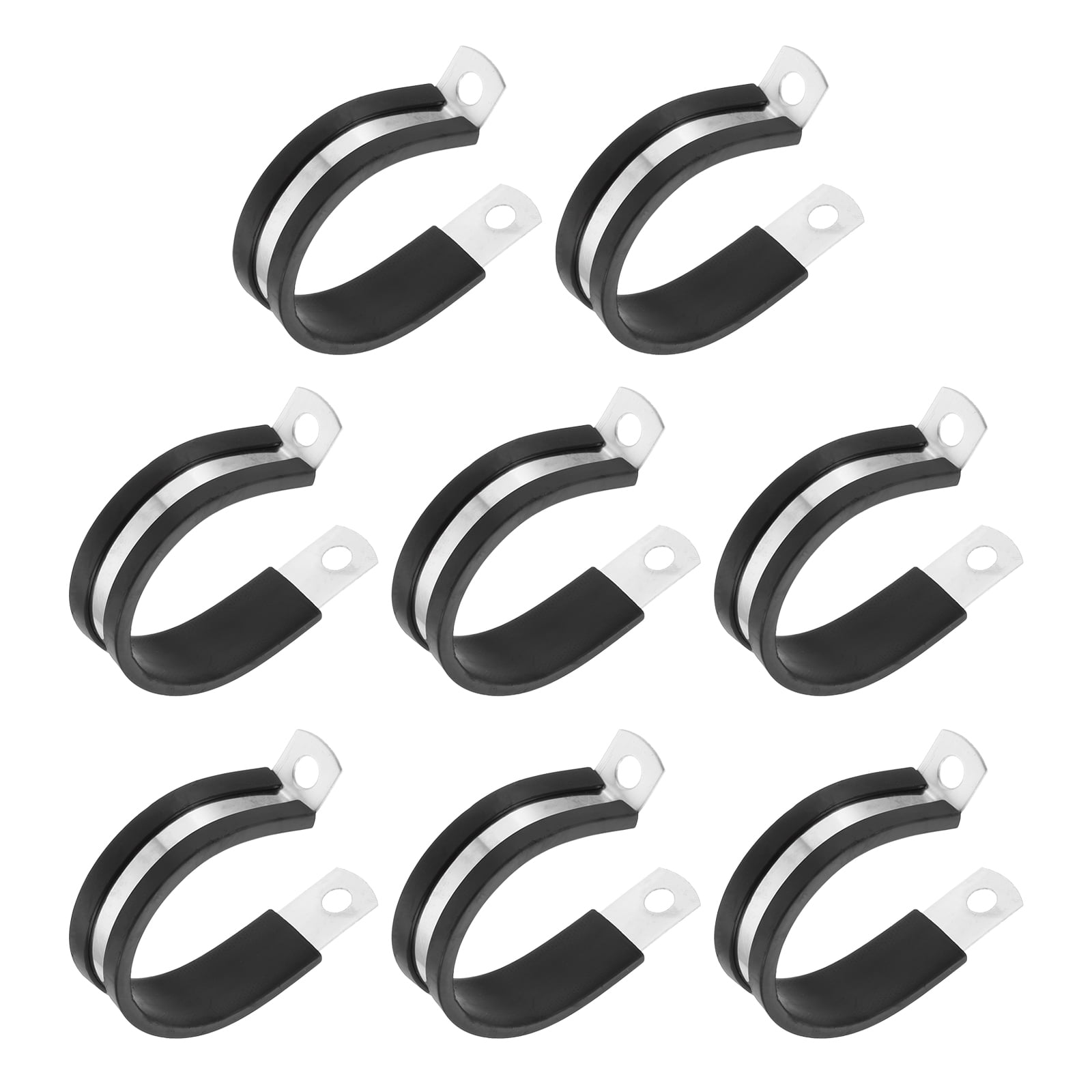 Uxcell Cable Clamp, Stainless Steel Rubber Cushioned Insulated Pipe ...