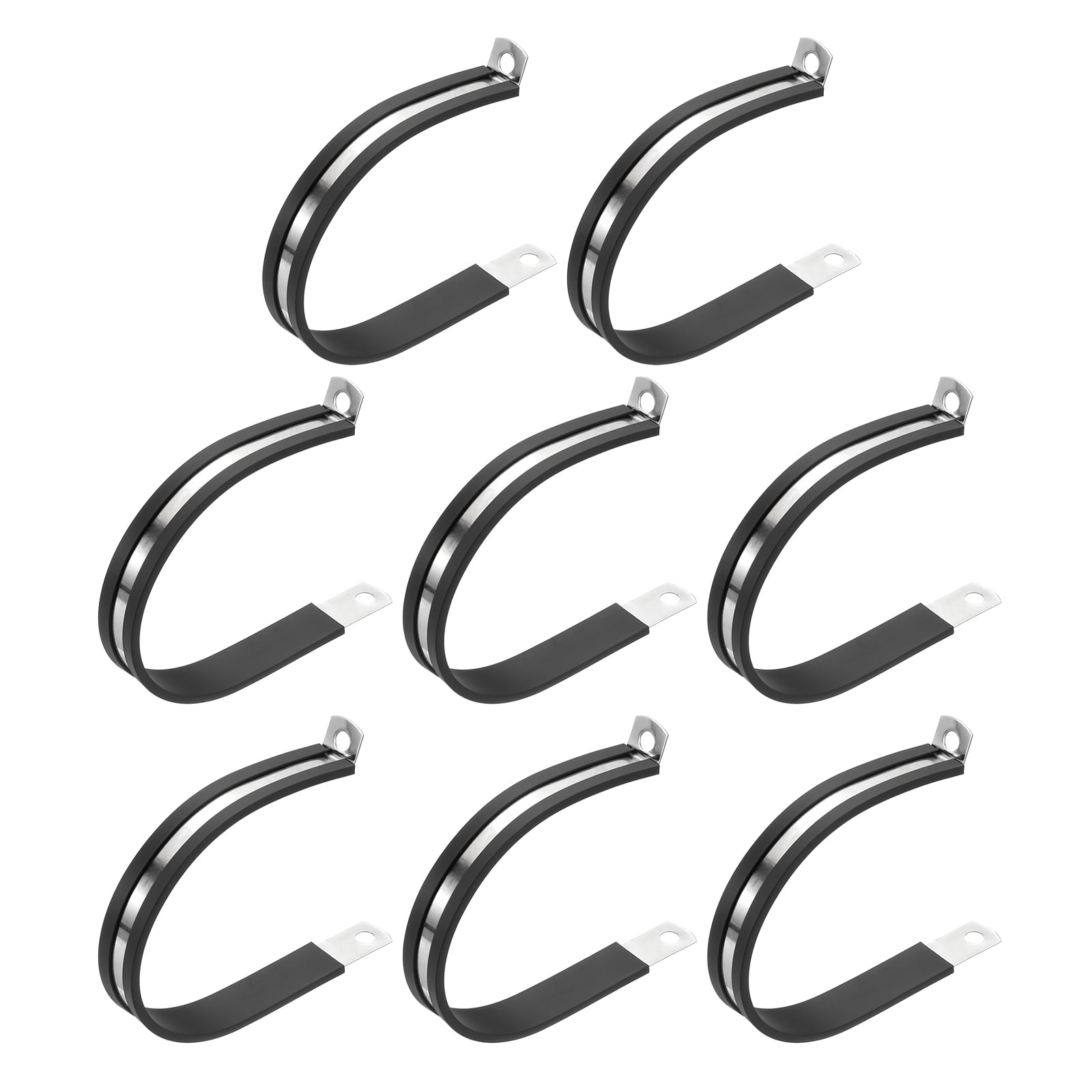 Uxcell Cable Clamp, Stainless Steel Rubber Cushioned Insulated Pipe ...