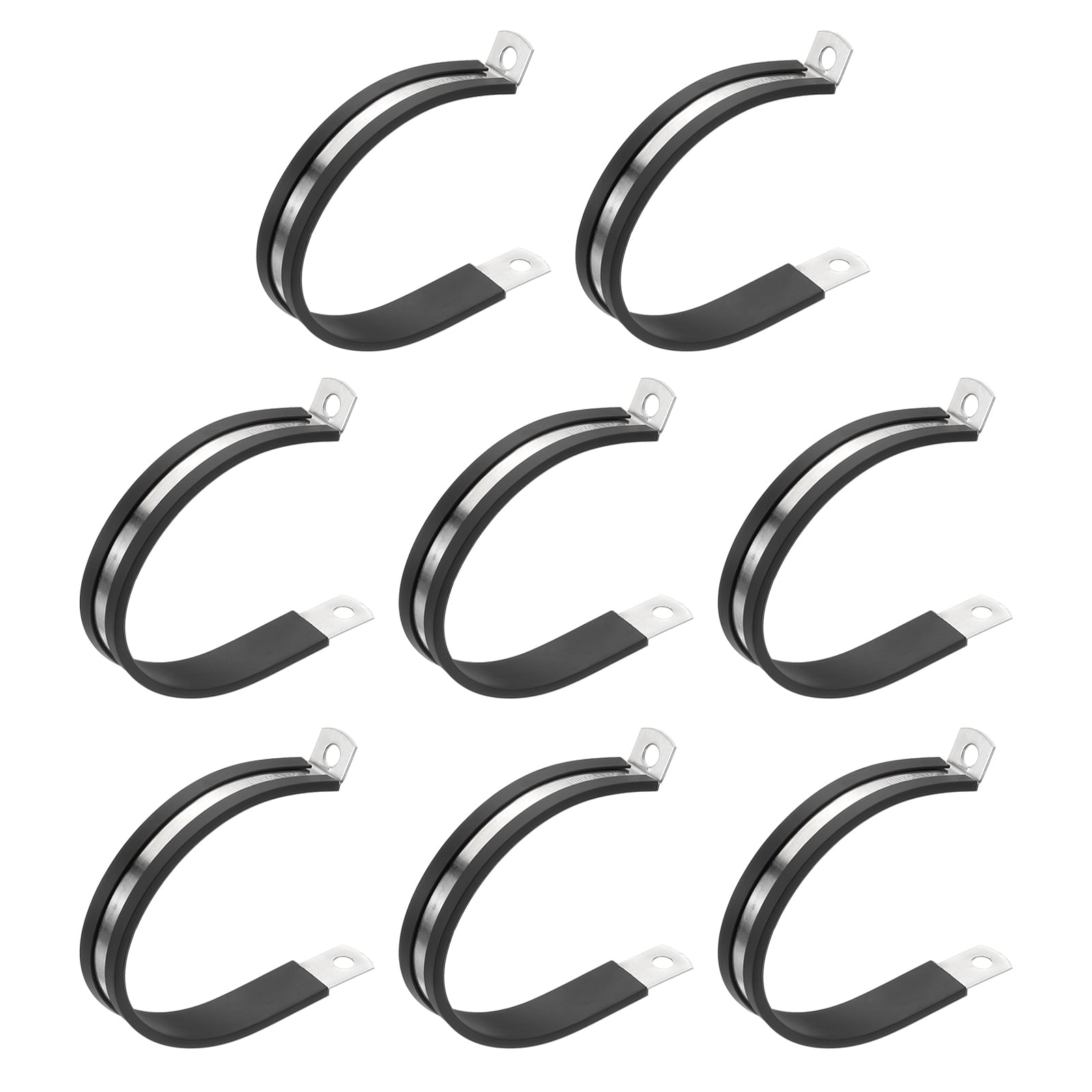 Uxcell Cable Clamp, Stainless Steel Rubber Cushioned Insulated Pipe ...