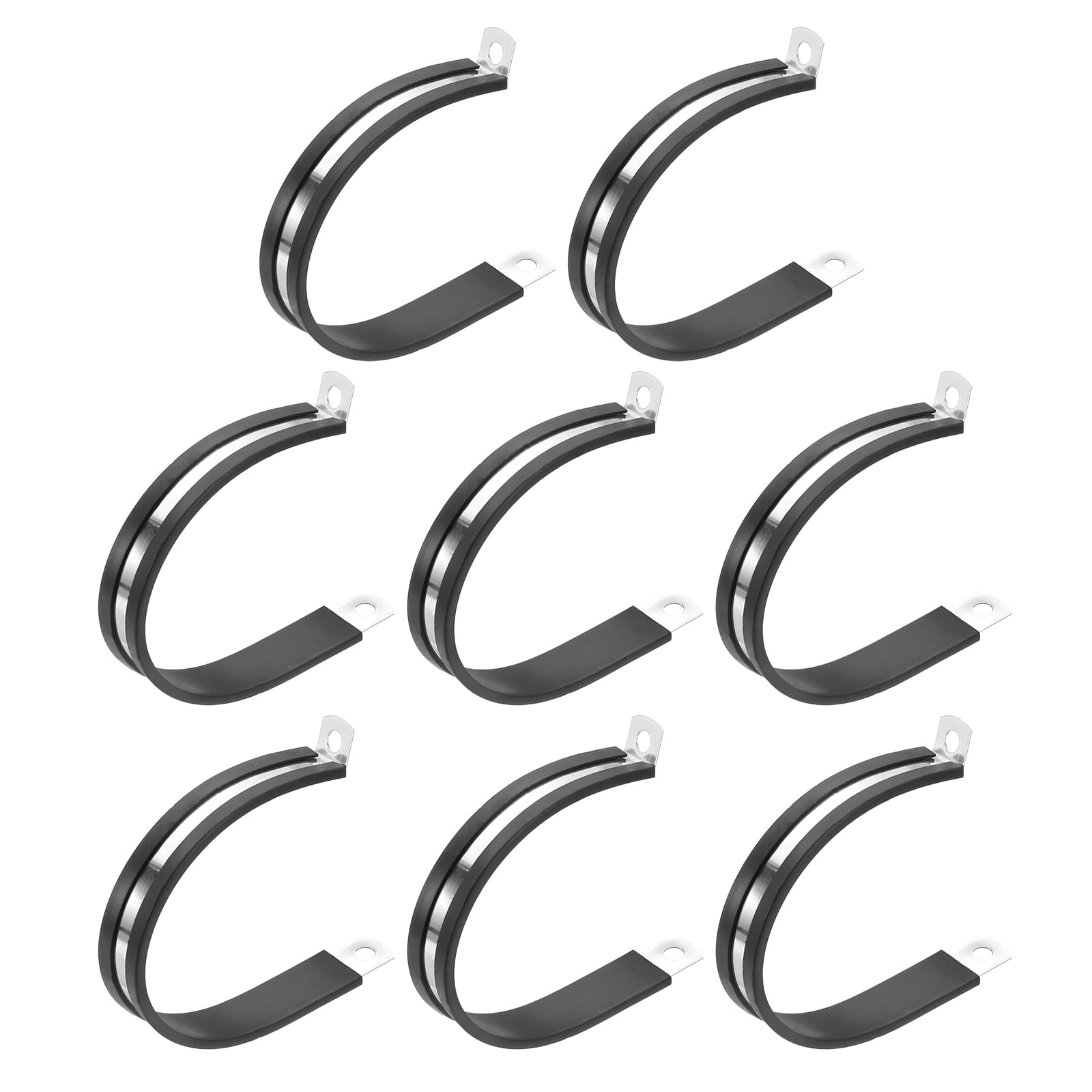 Uxcell Cable Clamp, Stainless Steel Rubber Cushioned Insulated Pipe ...