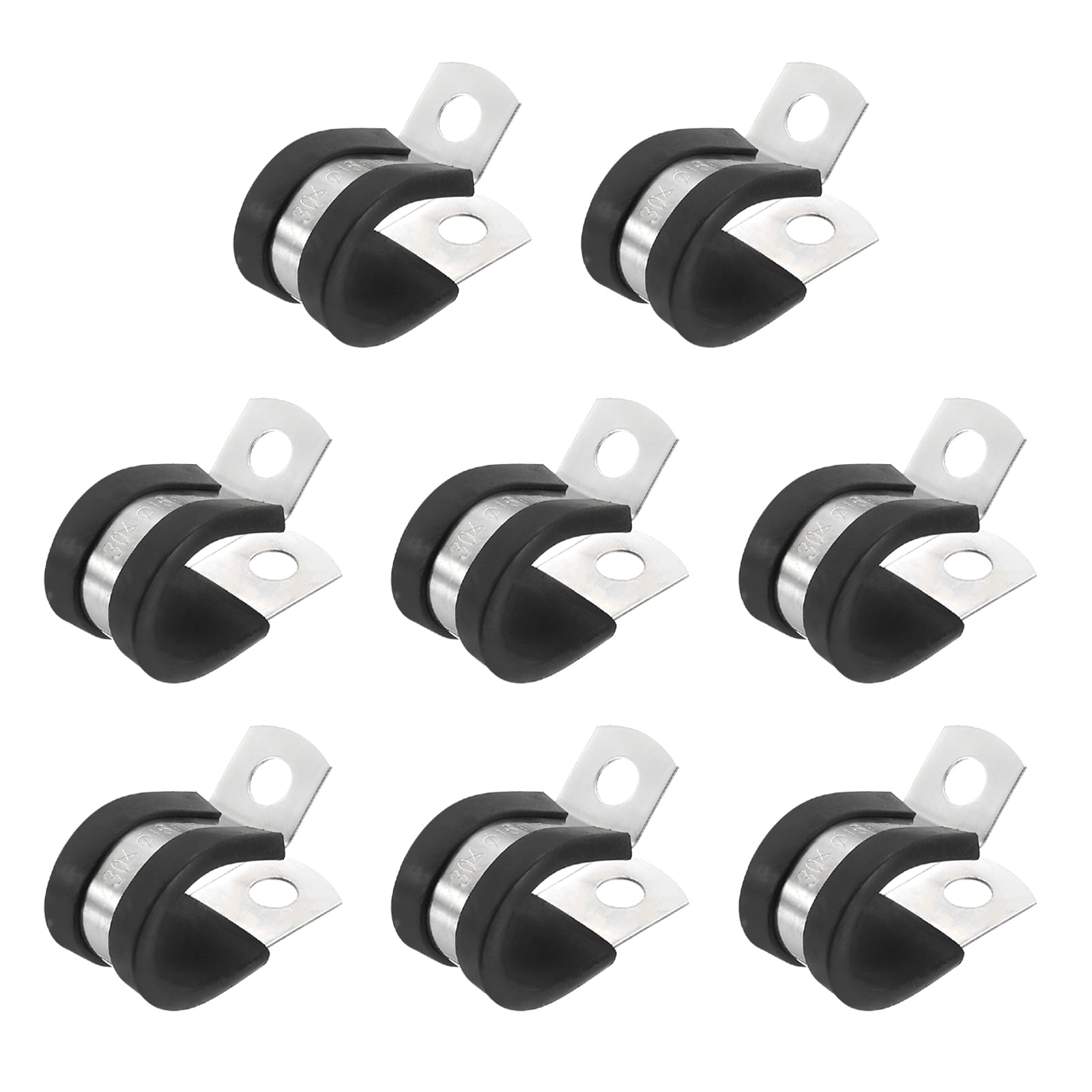Uxcell Cable Clamp, Stainless Steel Rubber Cushioned Insulated Pipe ...