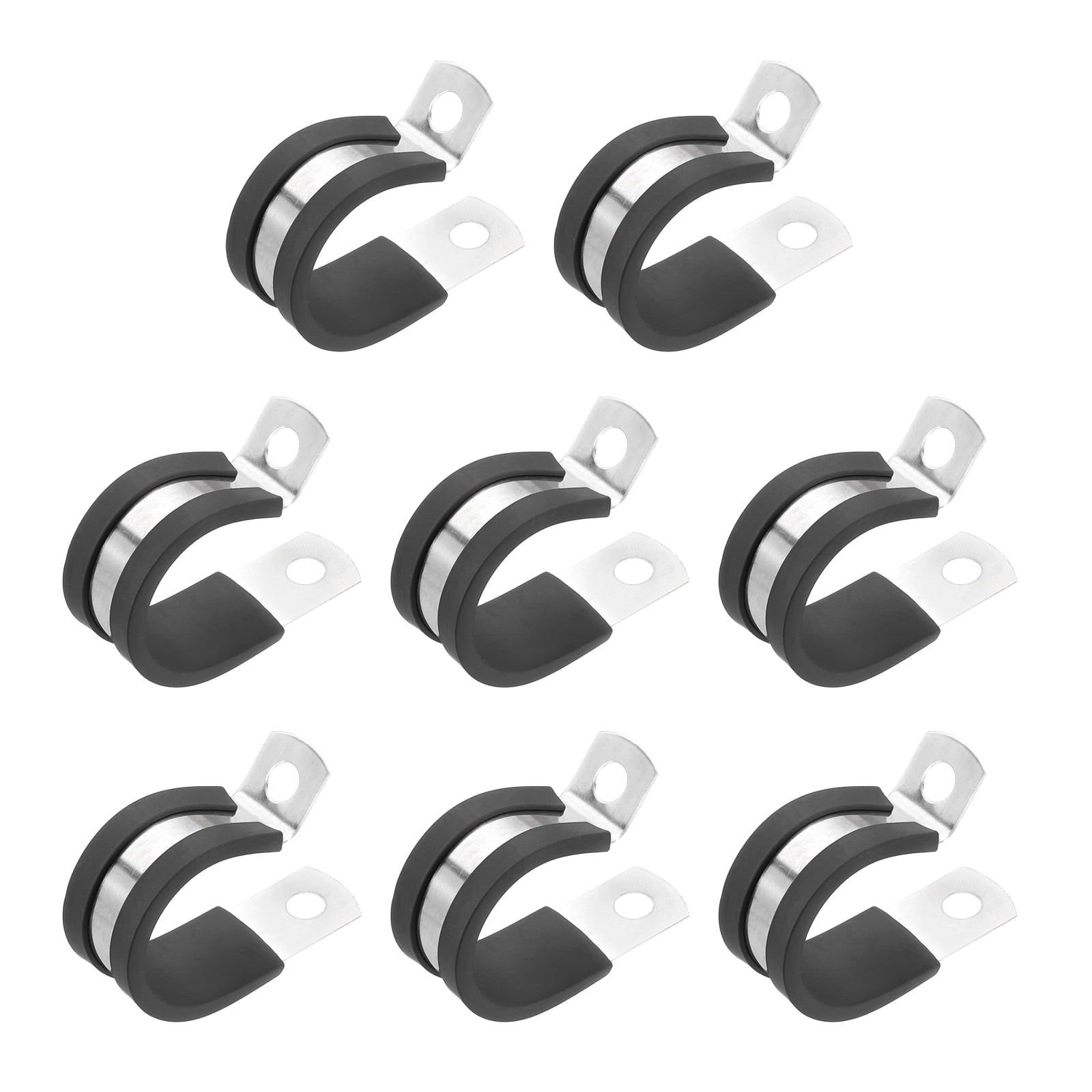 Uxcell Cable Clamp, Stainless Steel Rubber Cushioned Insulated Pipe ...