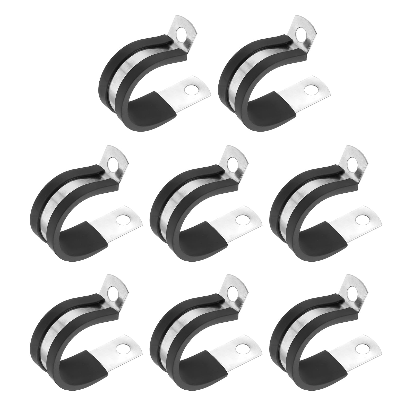 Uxcell Cable Clamp, Stainless Steel Rubber Cushioned Insulated Pipe ...