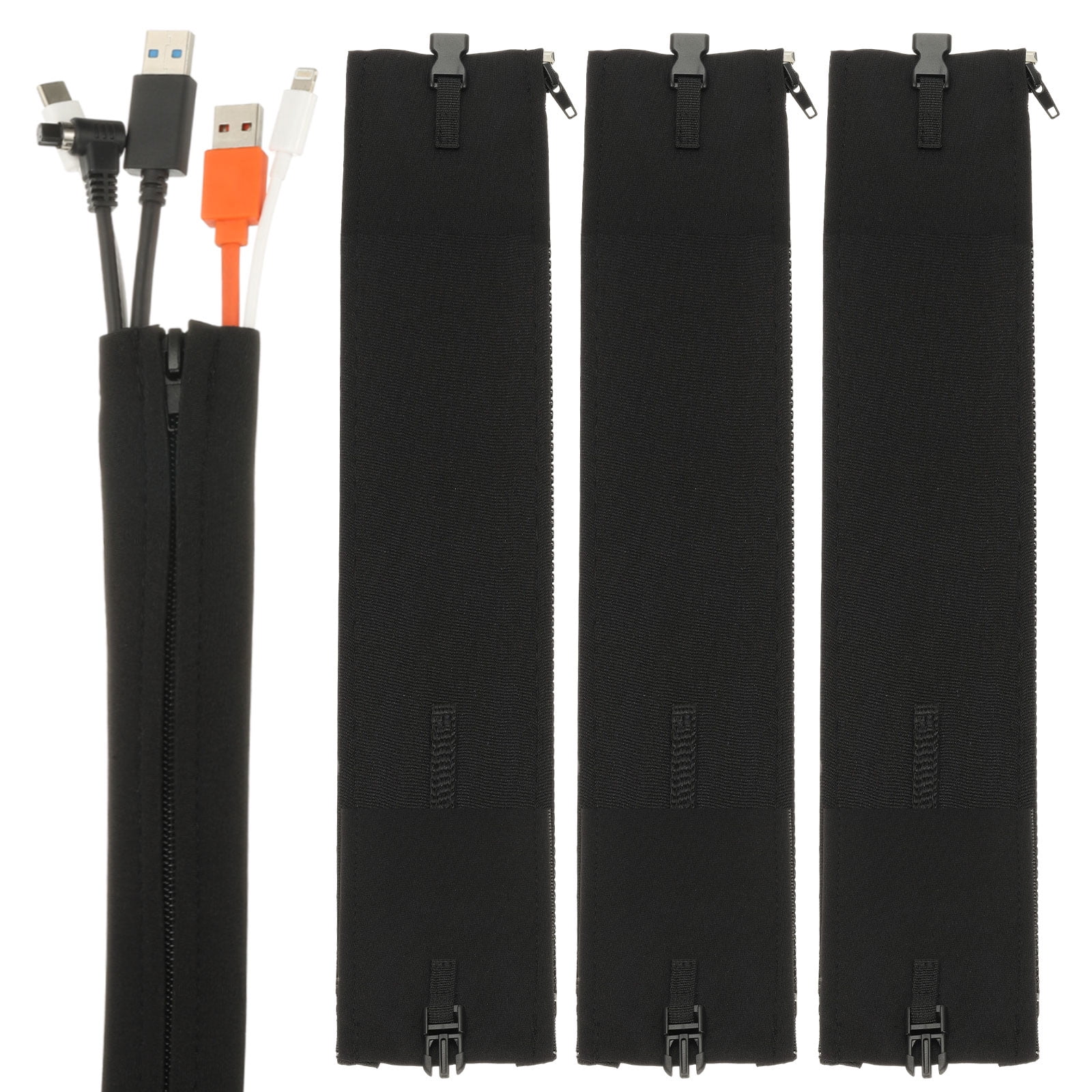 Uxcell Cable Management Sleeve, 4Pcs 20inch Zipper Cable Sleeve ...