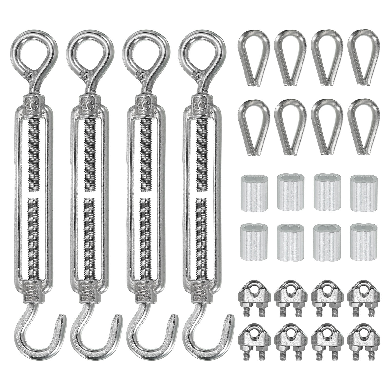 Uxcell Cable Railing Kit, M6 Hook & Eye Turnbuckle with Cable Clamp ...