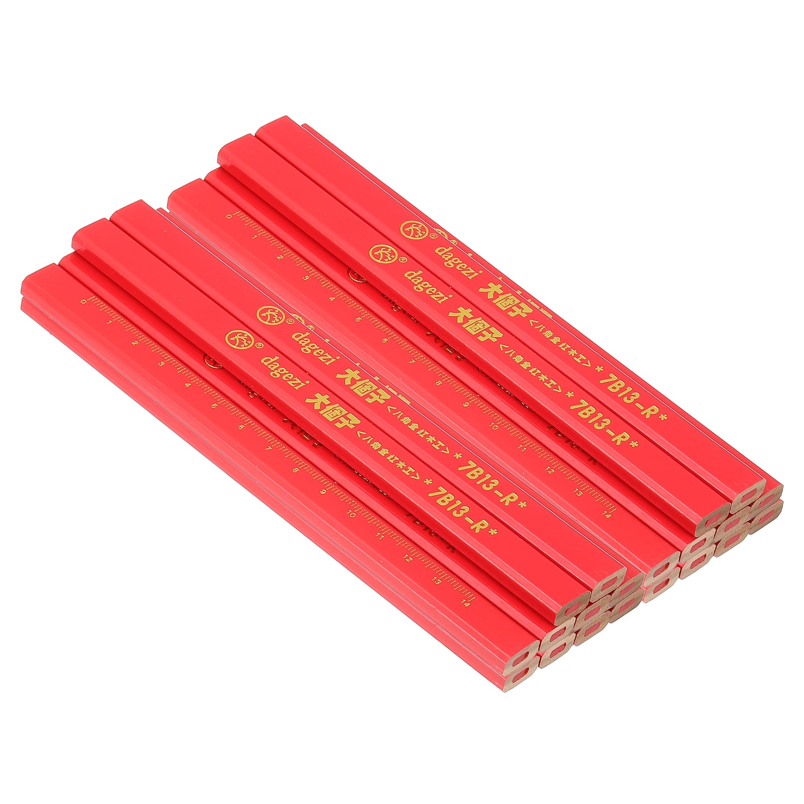 Uxcell Carpenter Pencils, 24 Pcs Red Ink Flat Octagonal Hard ...