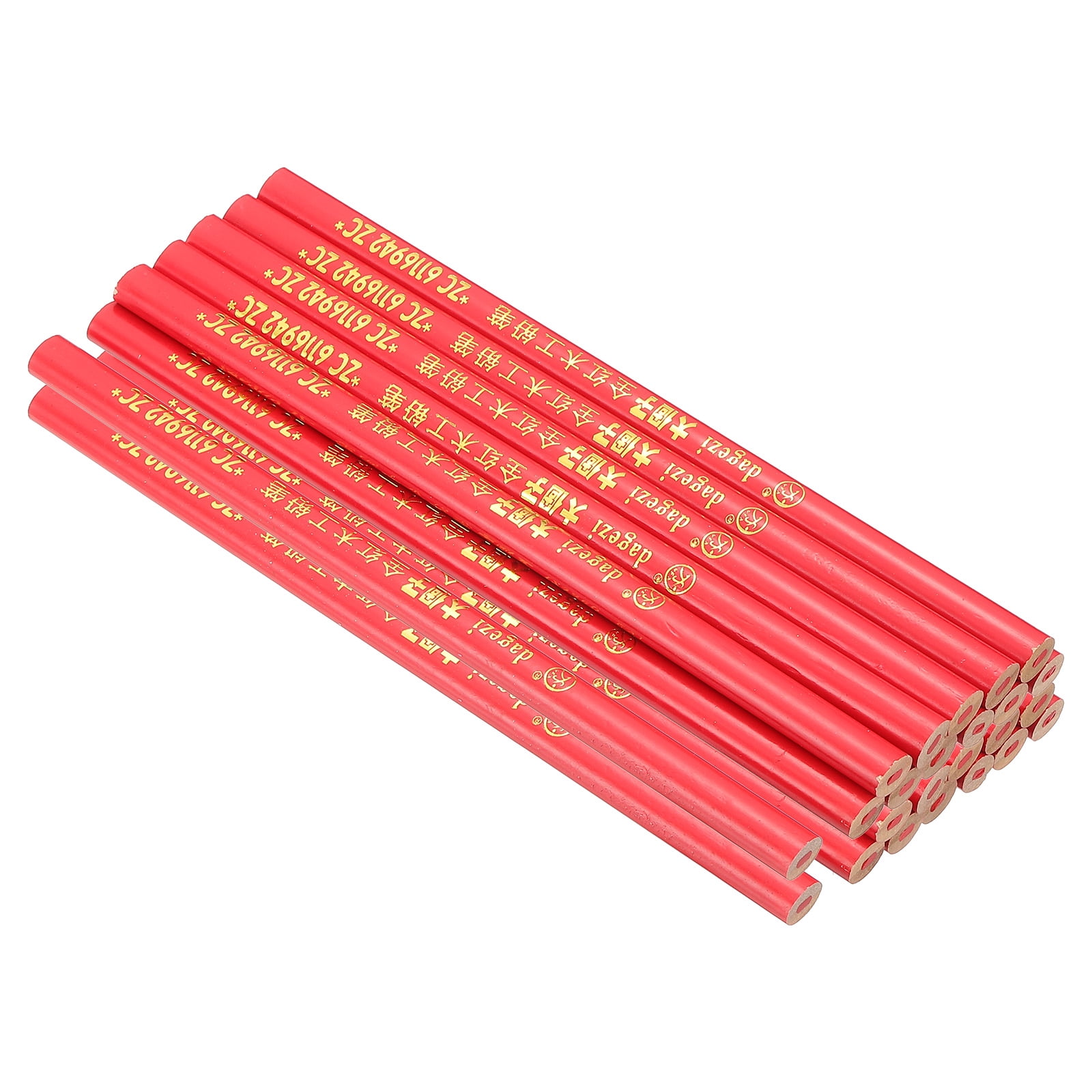 Uxcell Carpenter Pencils, 24 Pcs Red Ink Flat Oval Hard Construction ...