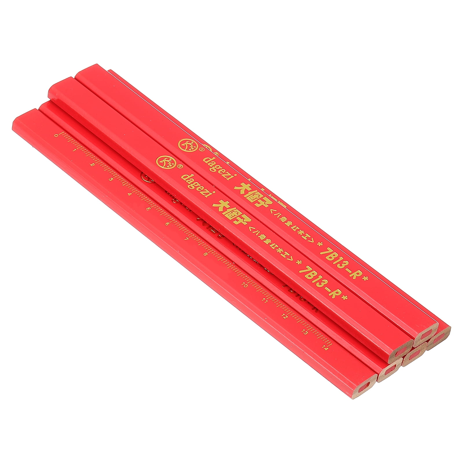 Uxcell Carpenter Pencils, 6 Pcs Red Ink Flat Octagonal Hard ...