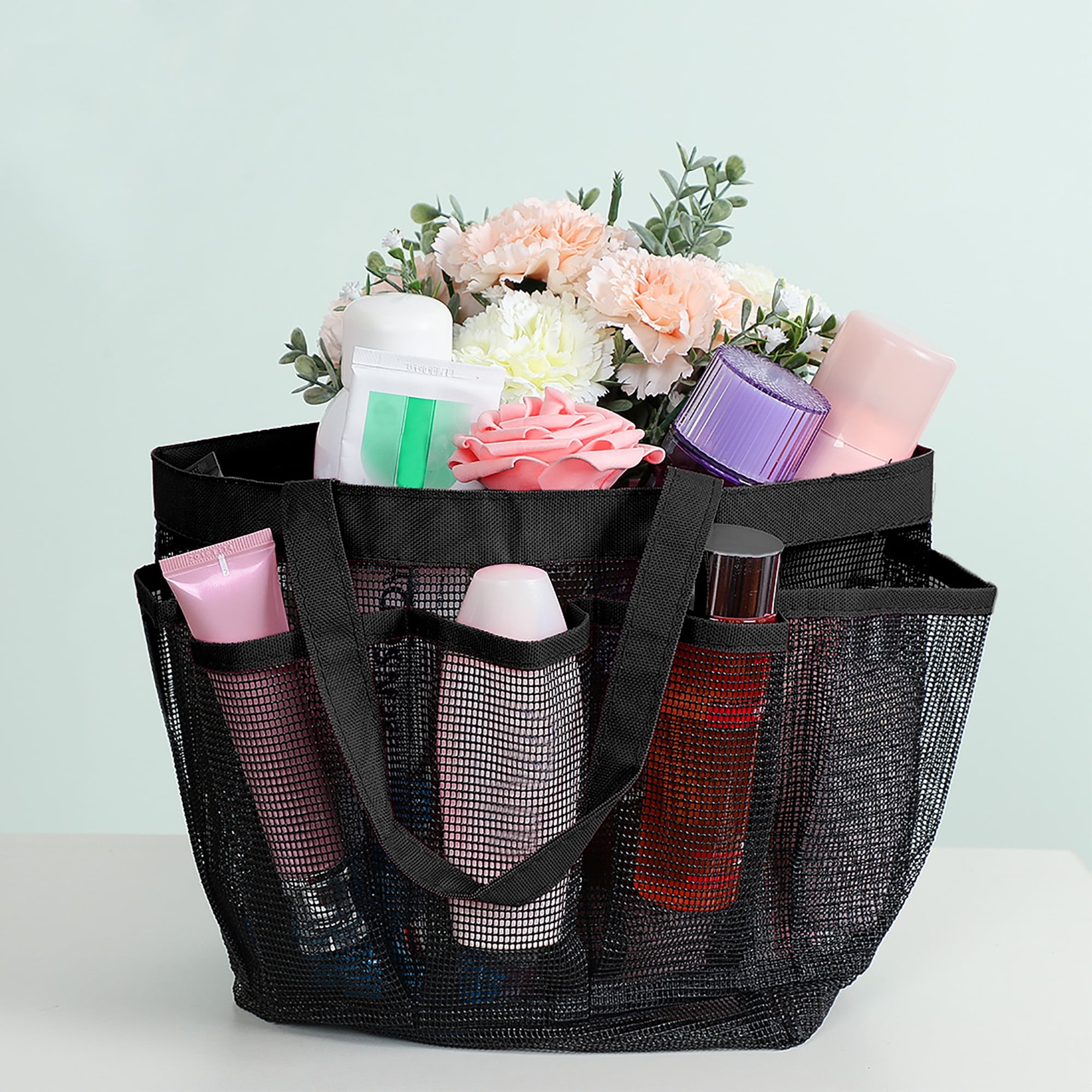 Uxcell Carry Storage Tote Bag Mesh Pouch Quick Dry Hanging Nylon Black ...