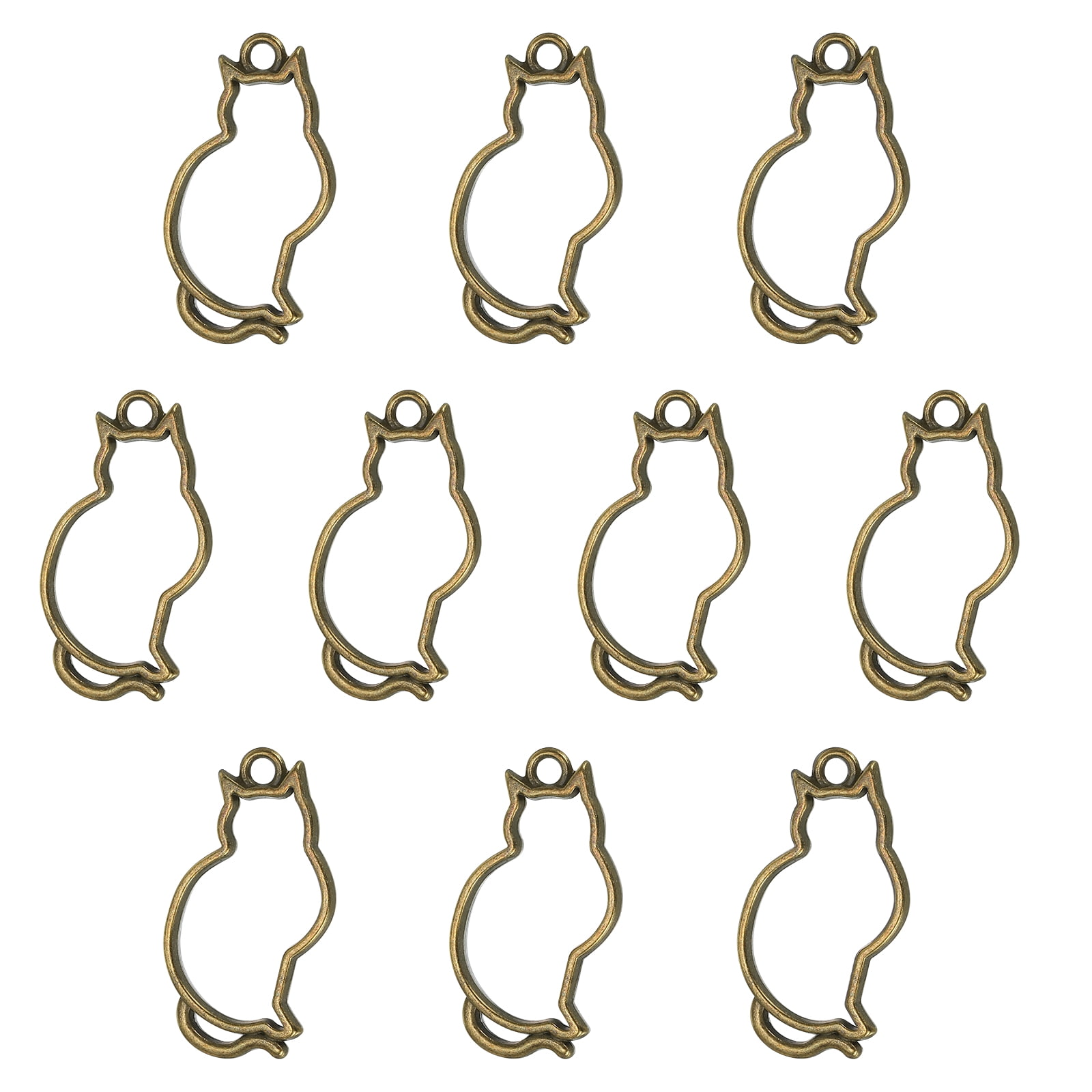 Uxcell Cat Shaped Alloy Open Back Bezel Pendants DIY Hollow Resin Frame ...