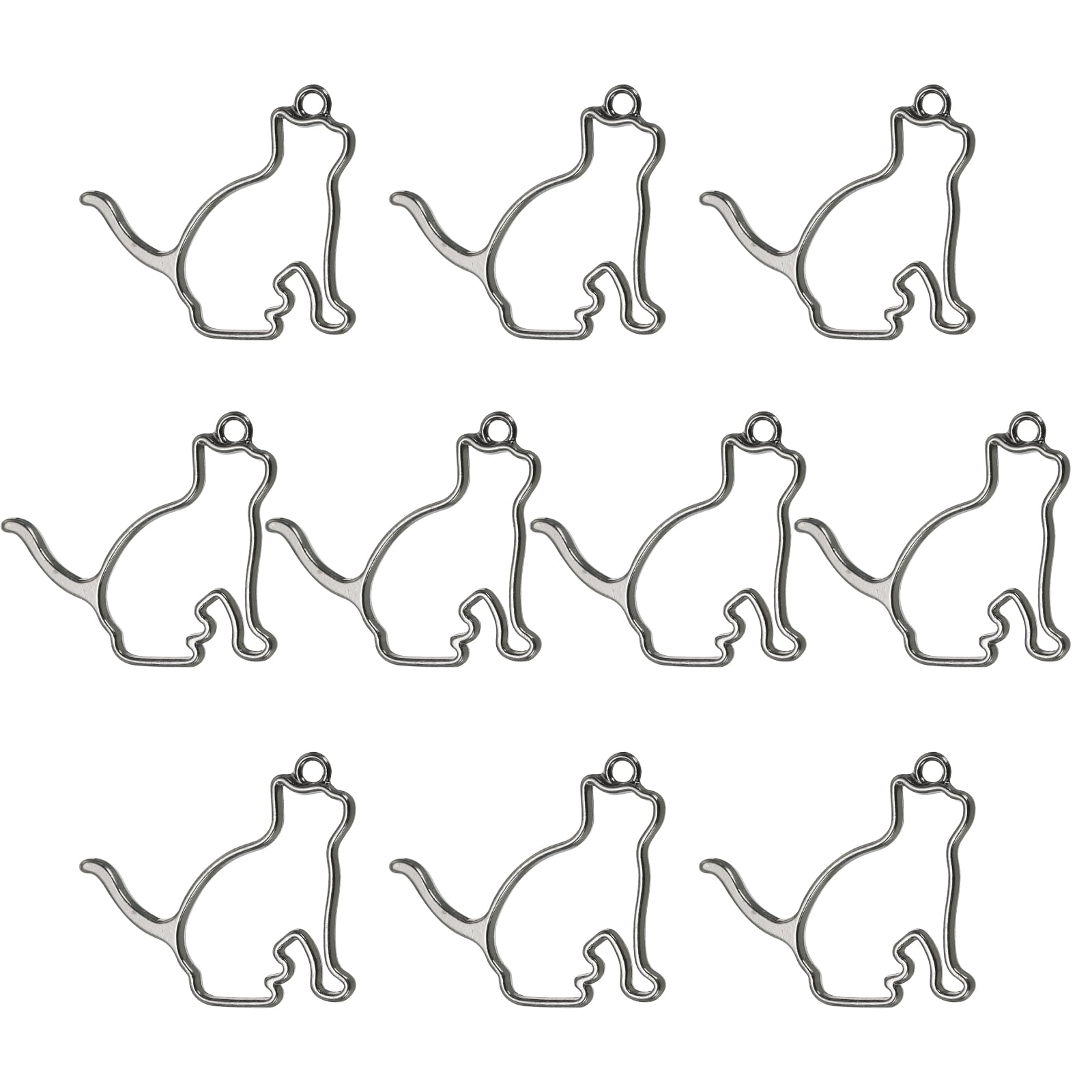 Uxcell Cat Shaped Alloy Open Back Bezel Pendants Hollow Resin Frame for ...