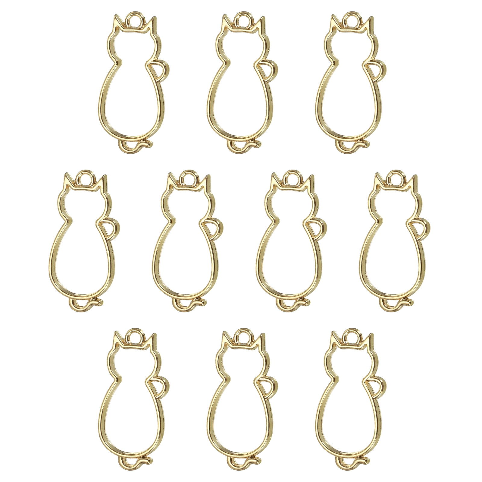 Uxcell Cat Shaped Alloy Open Back Bezel Pendants Hollow Resin Frame for ...