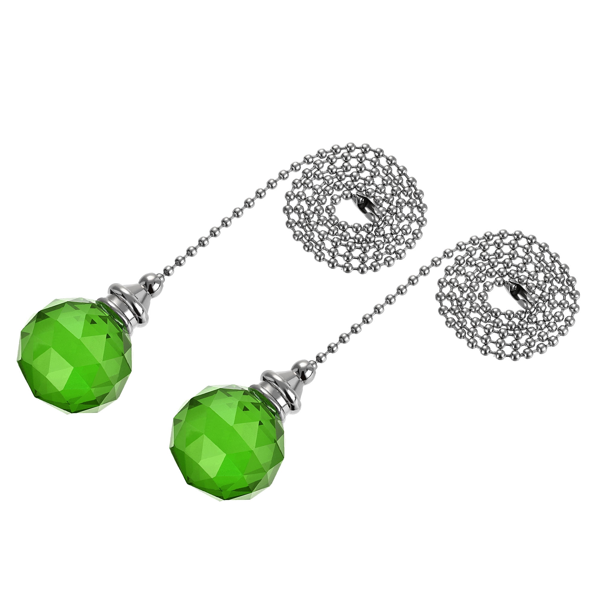 Uxcell Ceiling Fan Pull Chain 20" Nickel Finish Chain Green Crystal ...