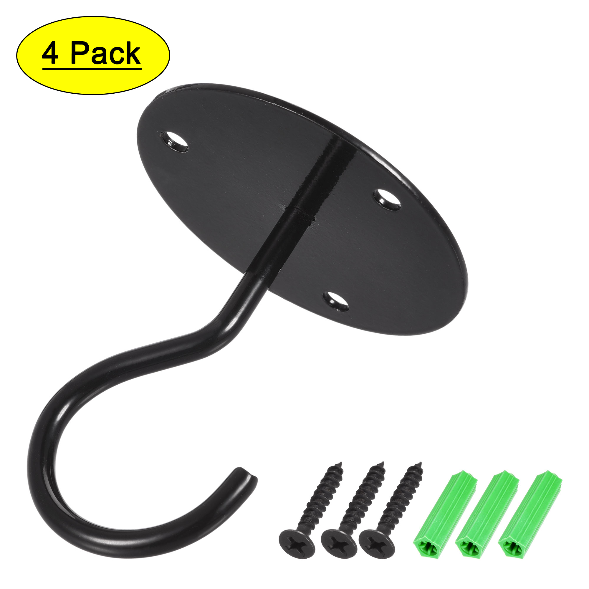 Uxcell Ceiling Hooks Wall Mounted 65mm Round Plate Iron White 3Pack ...