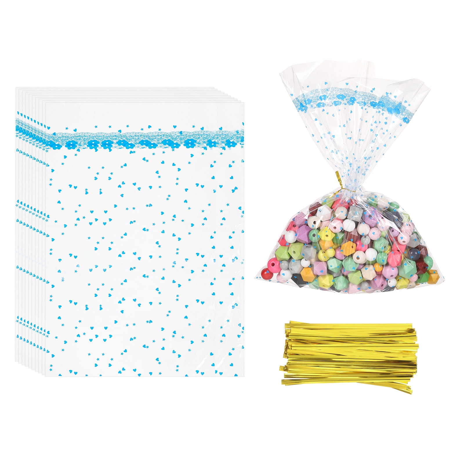 Uxcell Cello Treat Bags, (16x11 Inch, Blue) (100 Pcs) Clear Party Favor ...