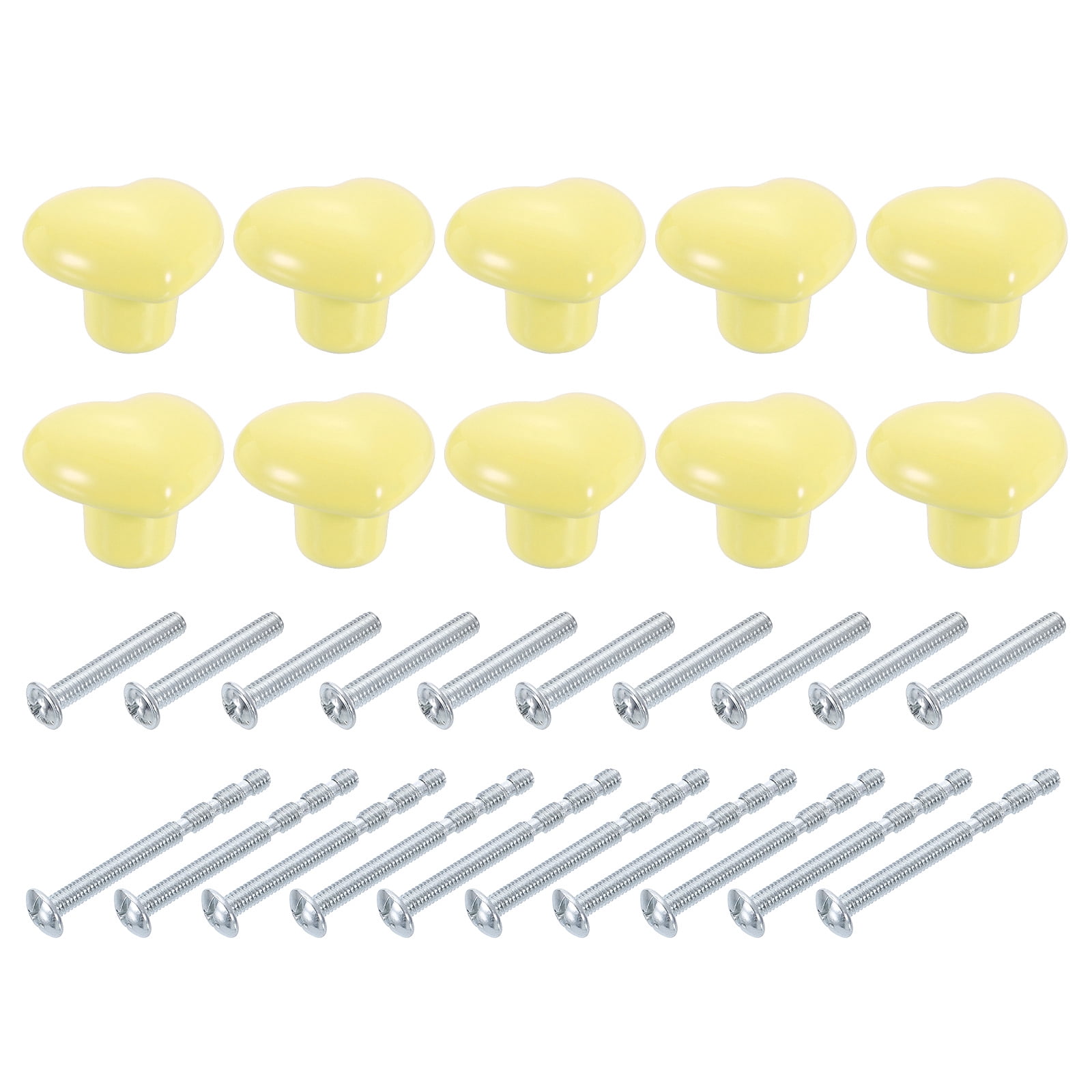 Uxcell Ceramic Cabinet Knobs, 10 Pack Light Yellow Heart Shaped Drawer ...