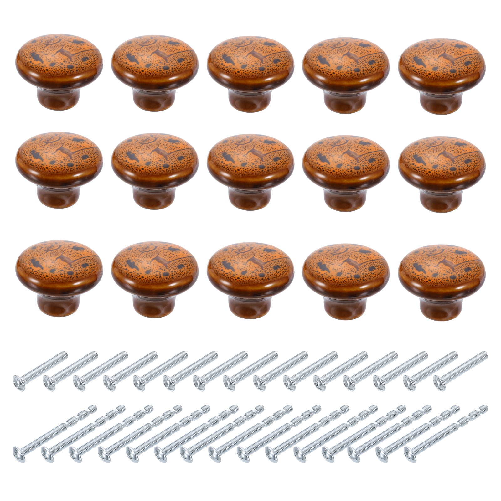 Uxcell Ceramic Cabinet Knobs, 15 Pack Orange Round Shaped Drawer Knobs ...