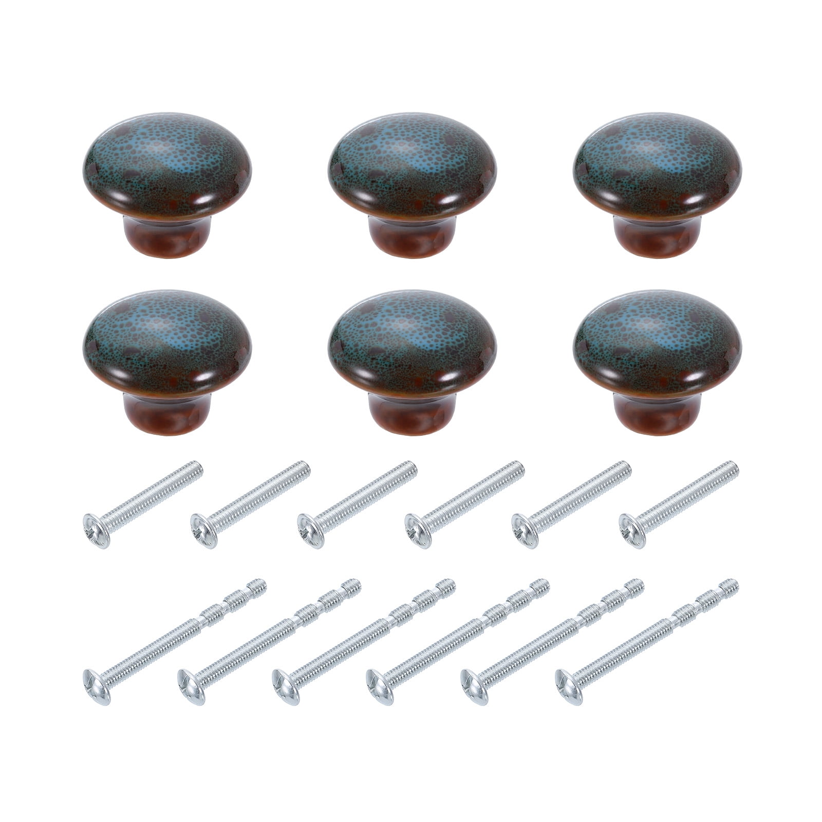 Uxcell Ceramic Cabinet Knobs, 6 Pack Blue Round Shaped Drawer Knobs ...