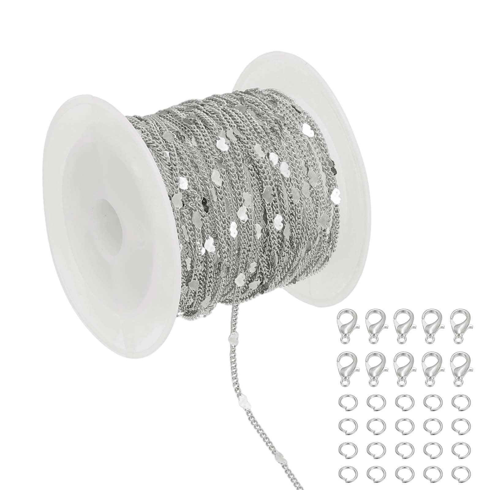 Uxcell Chains for Jewelry Making, 1 Roll 16.4 Feet Plate Stainless ...