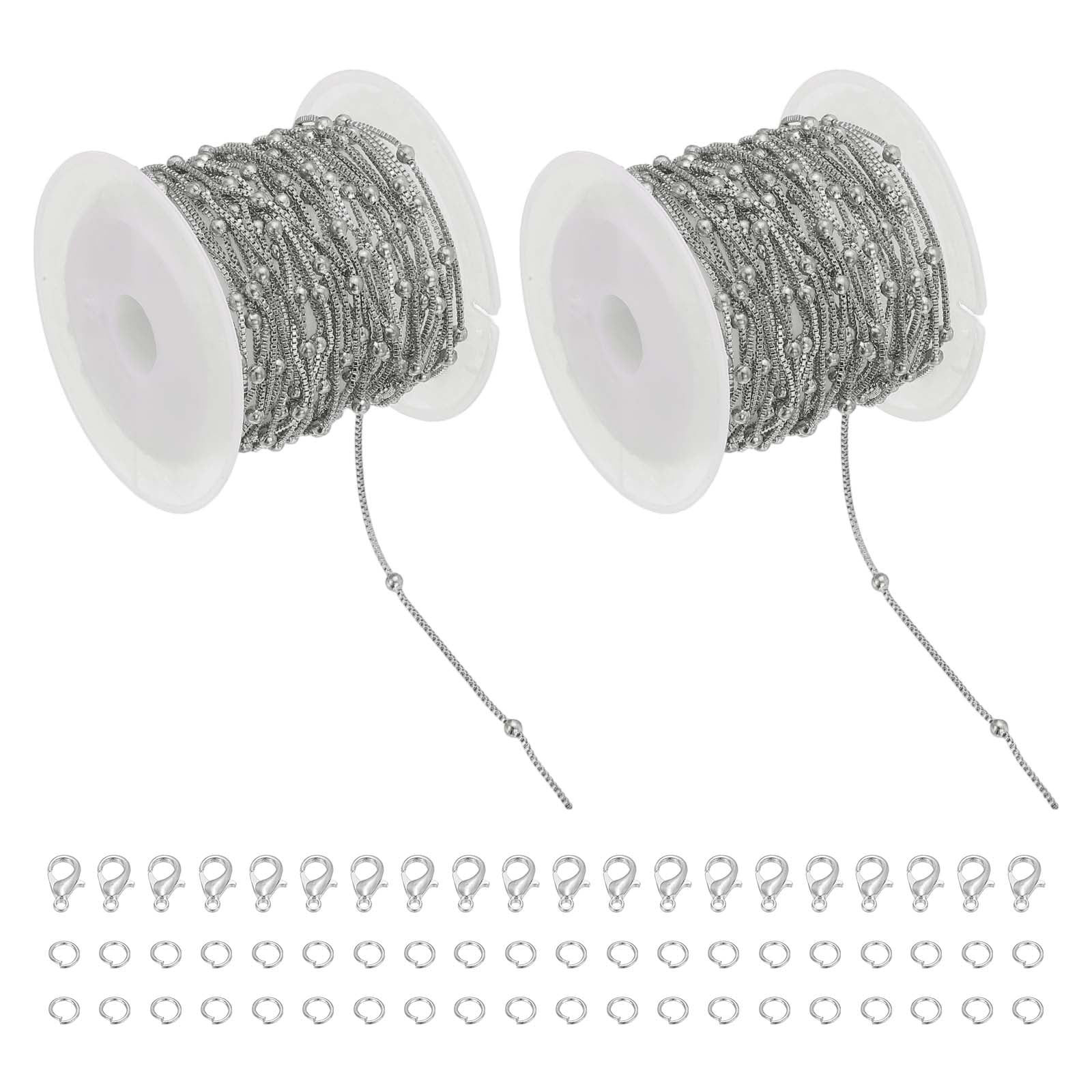 Uxcell Chains for Jewelry Making, 2 Roll 16.4 Feet Ball Stainless Steel ...