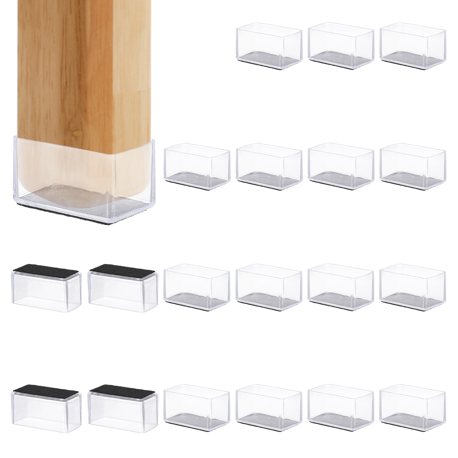 Uxcell Chair Leg Floor Protector, 20 Pcs Rectangle Fit 2.36" x 1.57 ...