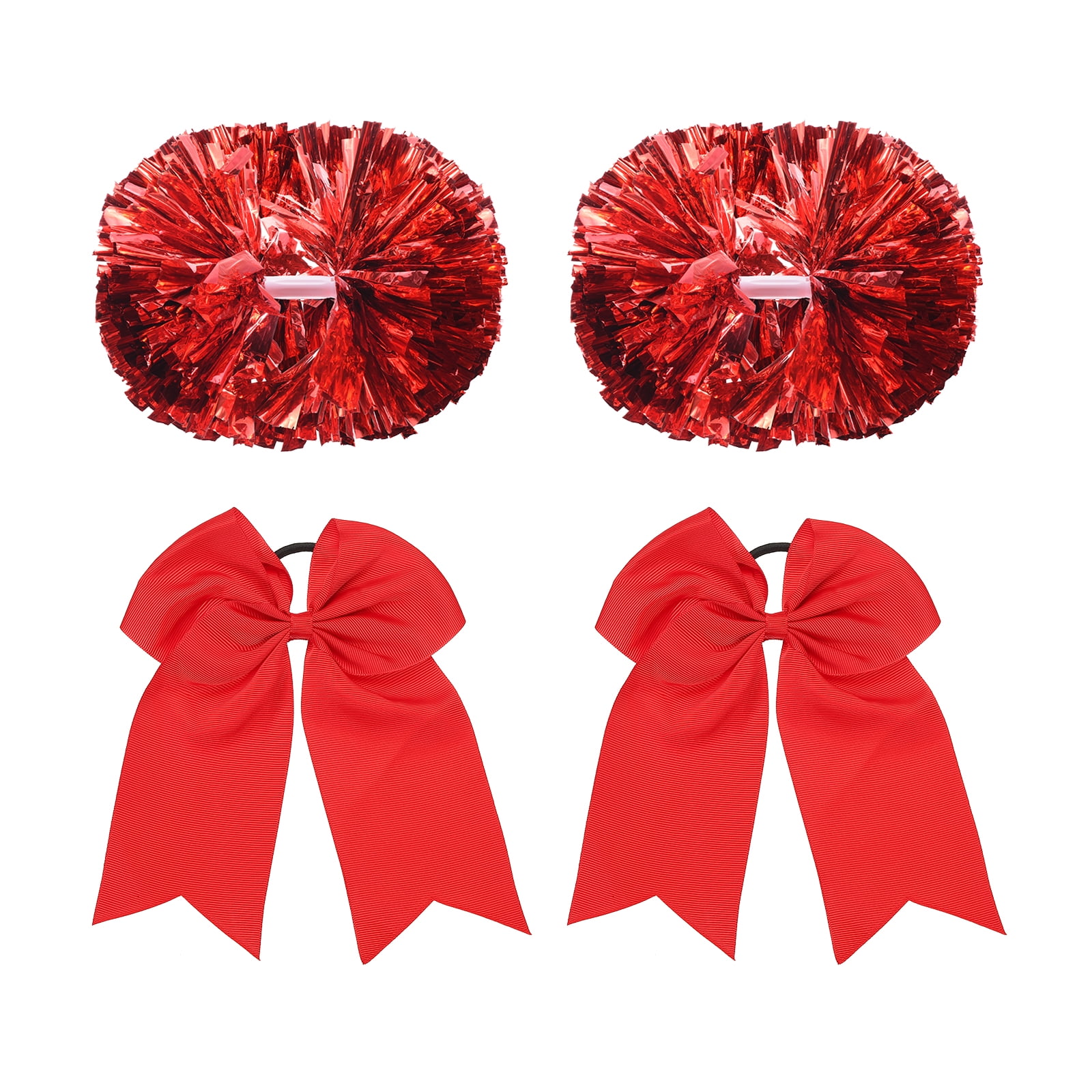 Uxcell Cheerleading Pom Poms, with Baton Handle and 2Pcs Red Large ...