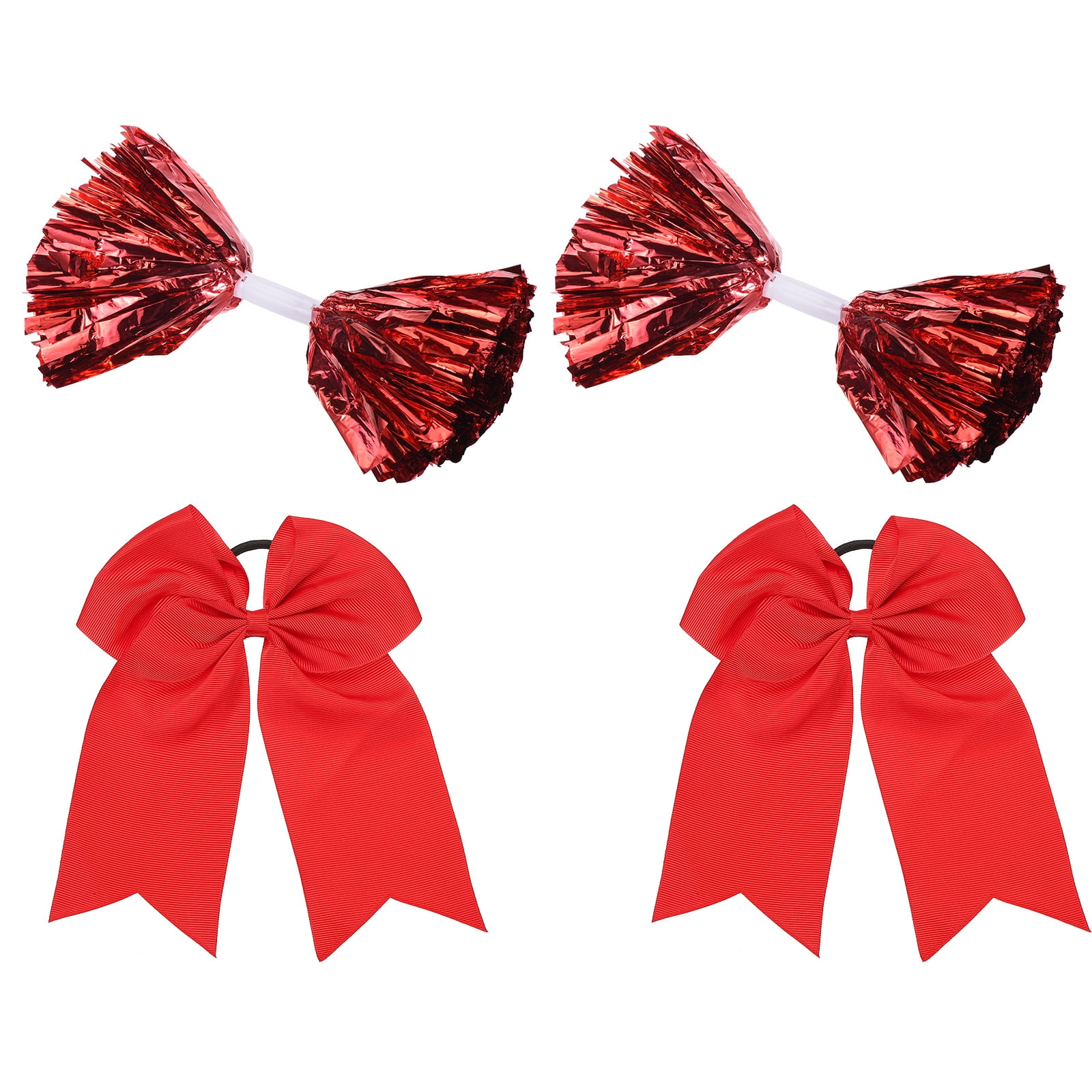 Uxcell Cheerleading Pom Poms, with Baton Handle and 2Pcs Red Large ...