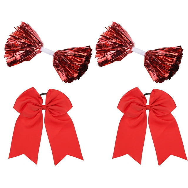 Uxcell Cheerleading Pom Poms, with Baton Handle and 2Pcs Red Large ...