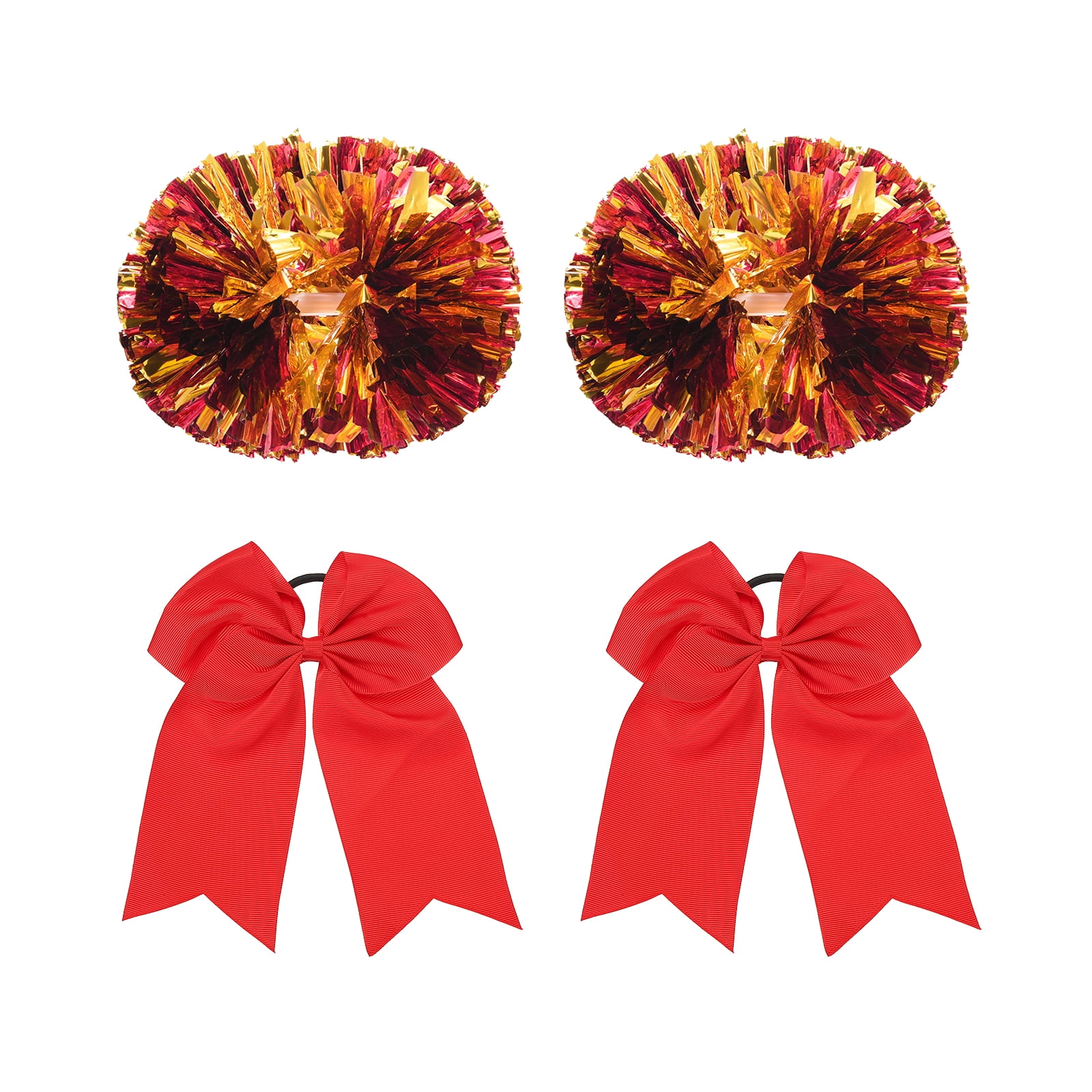 Uxcell Cheerleading Pom Poms, with Baton Handle and 2Pcs Red Large ...