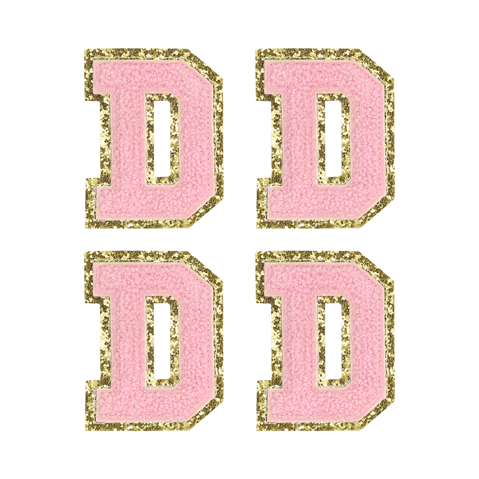 Uxcell Chenille Letter Patches Iron on Letter Patches Pink Alphabet D ...