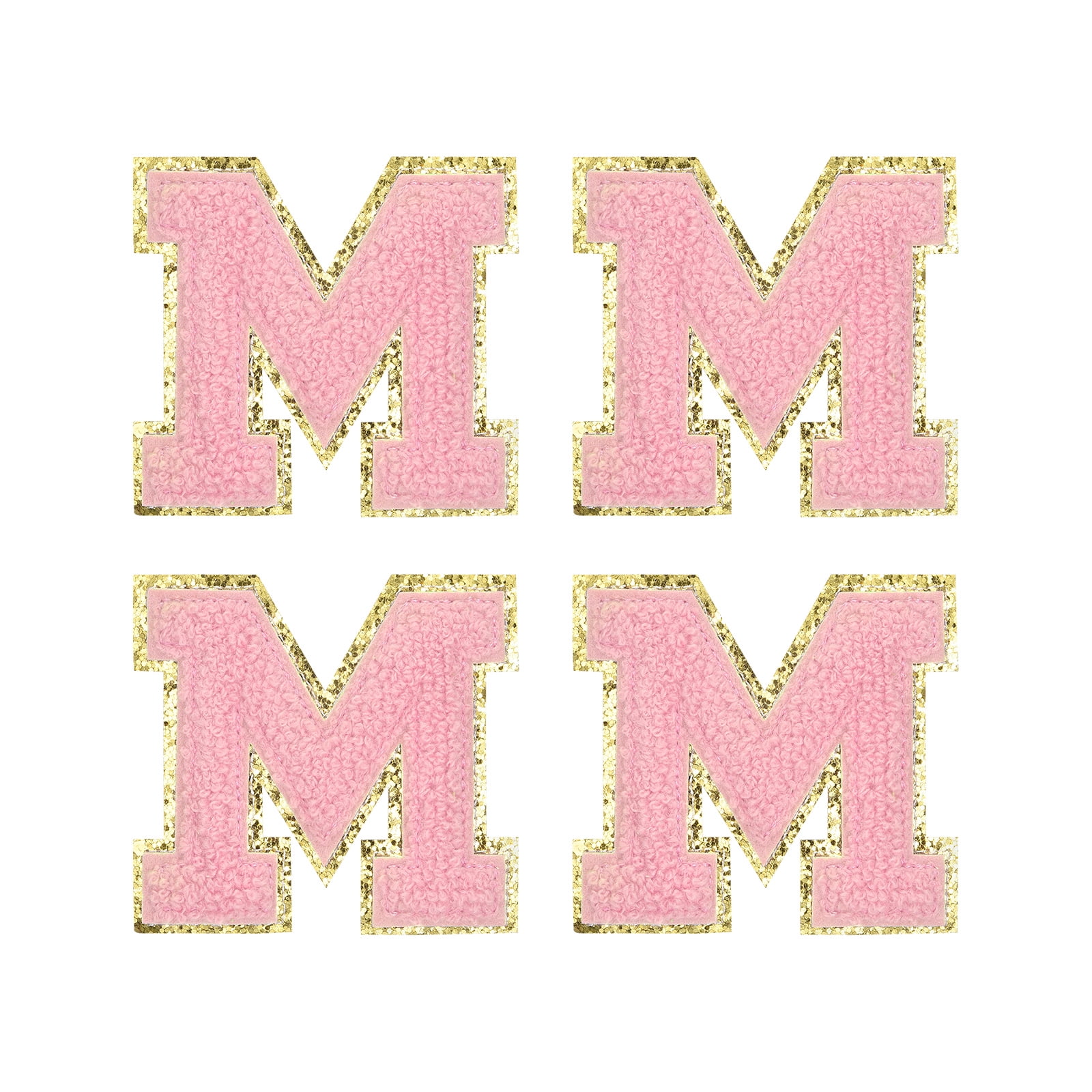 Uxcell Chenille Letter Patches Iron on Letter Patches Pink Alphabet M ...