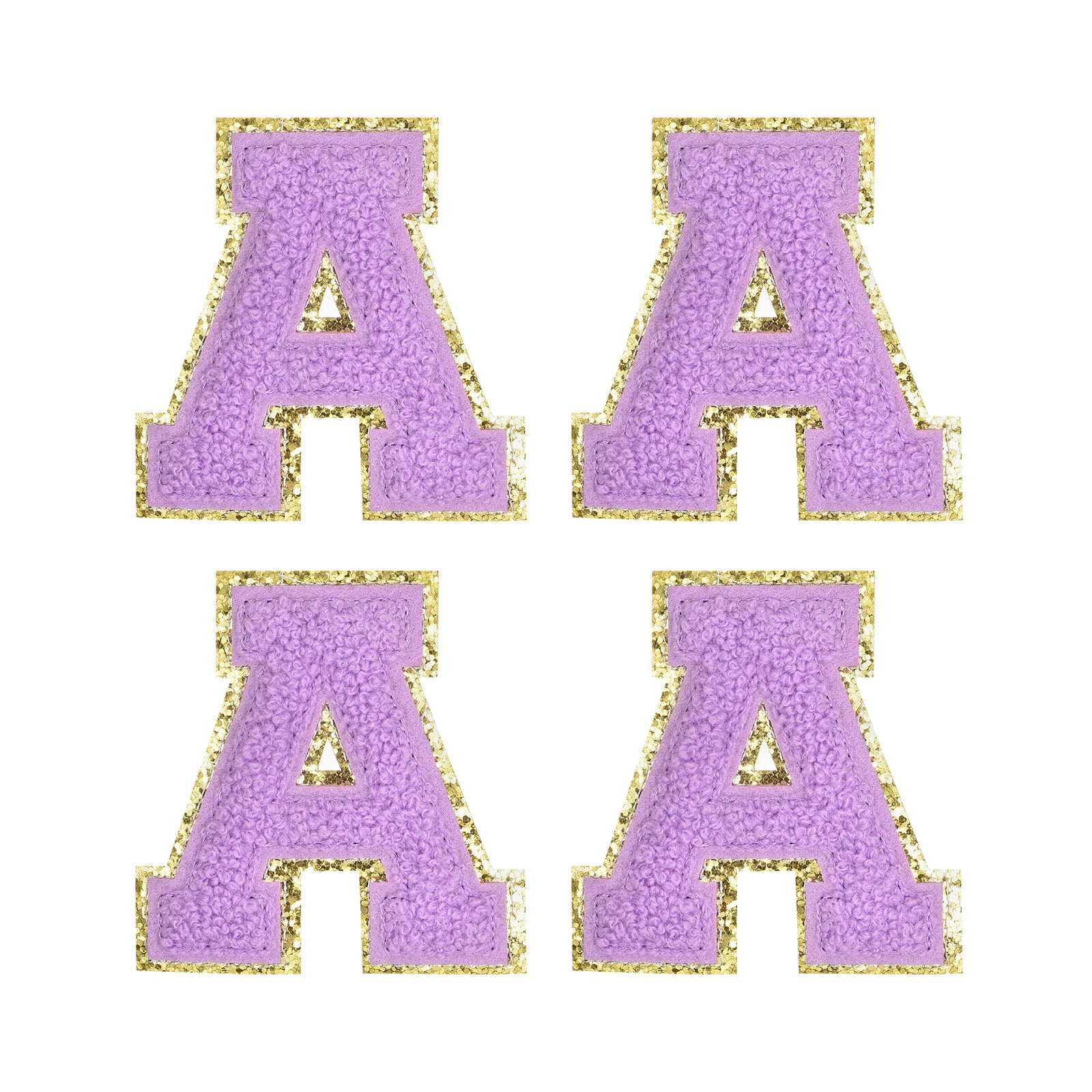 Uxcell Chenille Letter Patches Iron on Letter Patches Purple Alphabet A ...