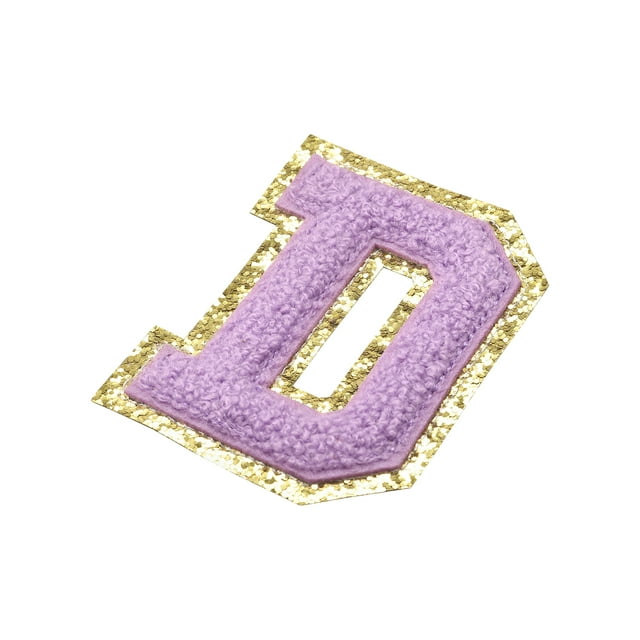 Uxcell Chenille Letter Patches Iron on Letter Patches Purple Alphabet D ...