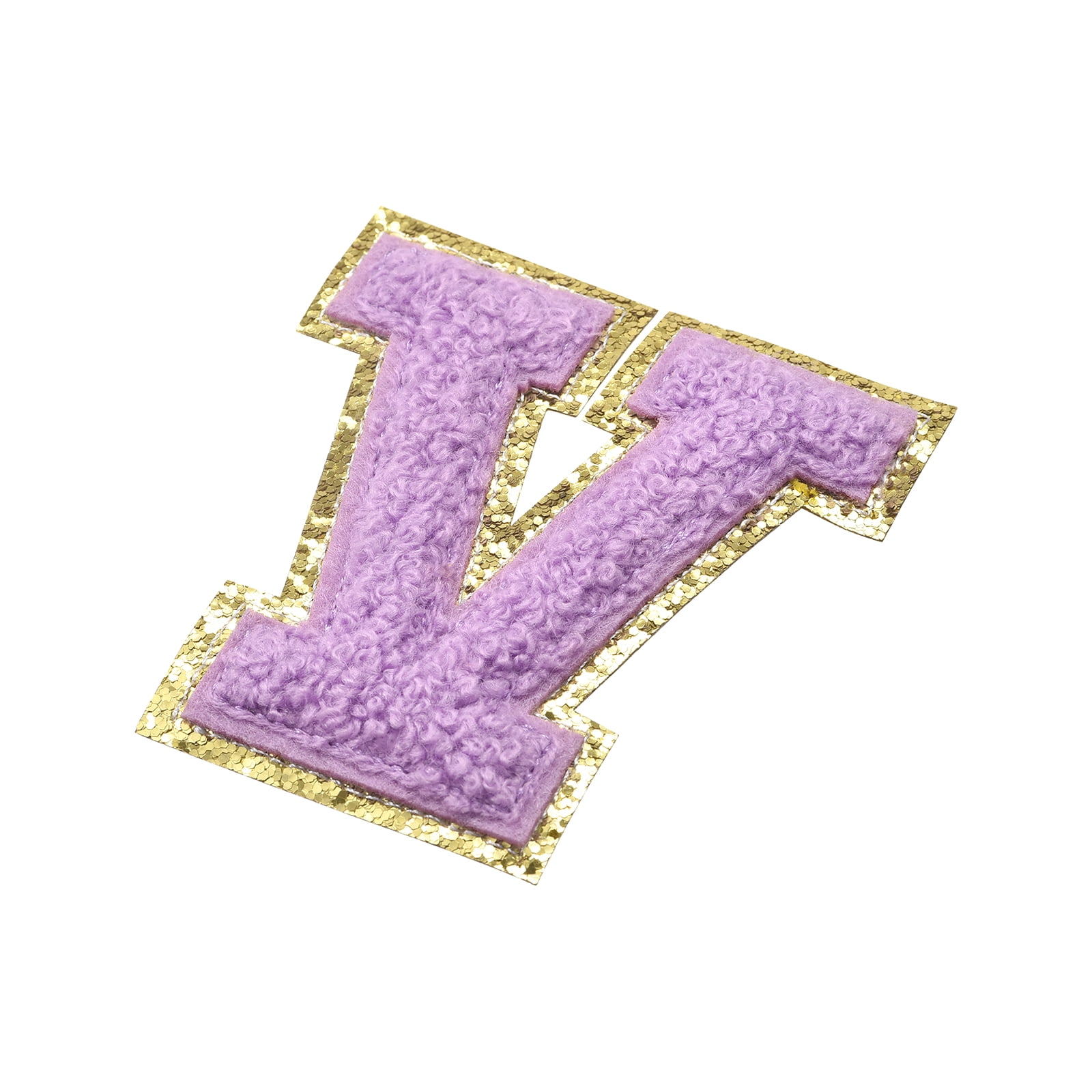 Uxcell Chenille Letter Patches Iron on Letter Patches Purple Alphabet V ...