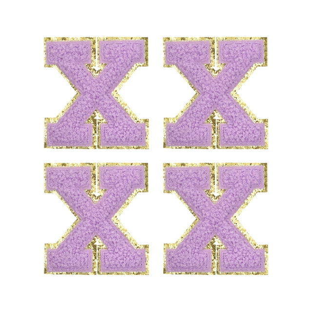 Uxcell Chenille Letter Patches Iron on Letter Patches Purple Alphabet X ...
