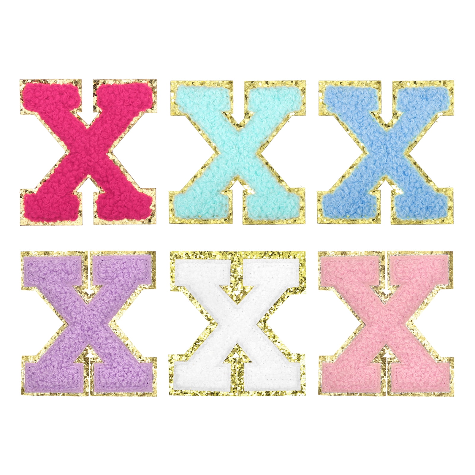 Uxcell Chenille Letter Patches Self Adhesive Alphabet X Stick on ...