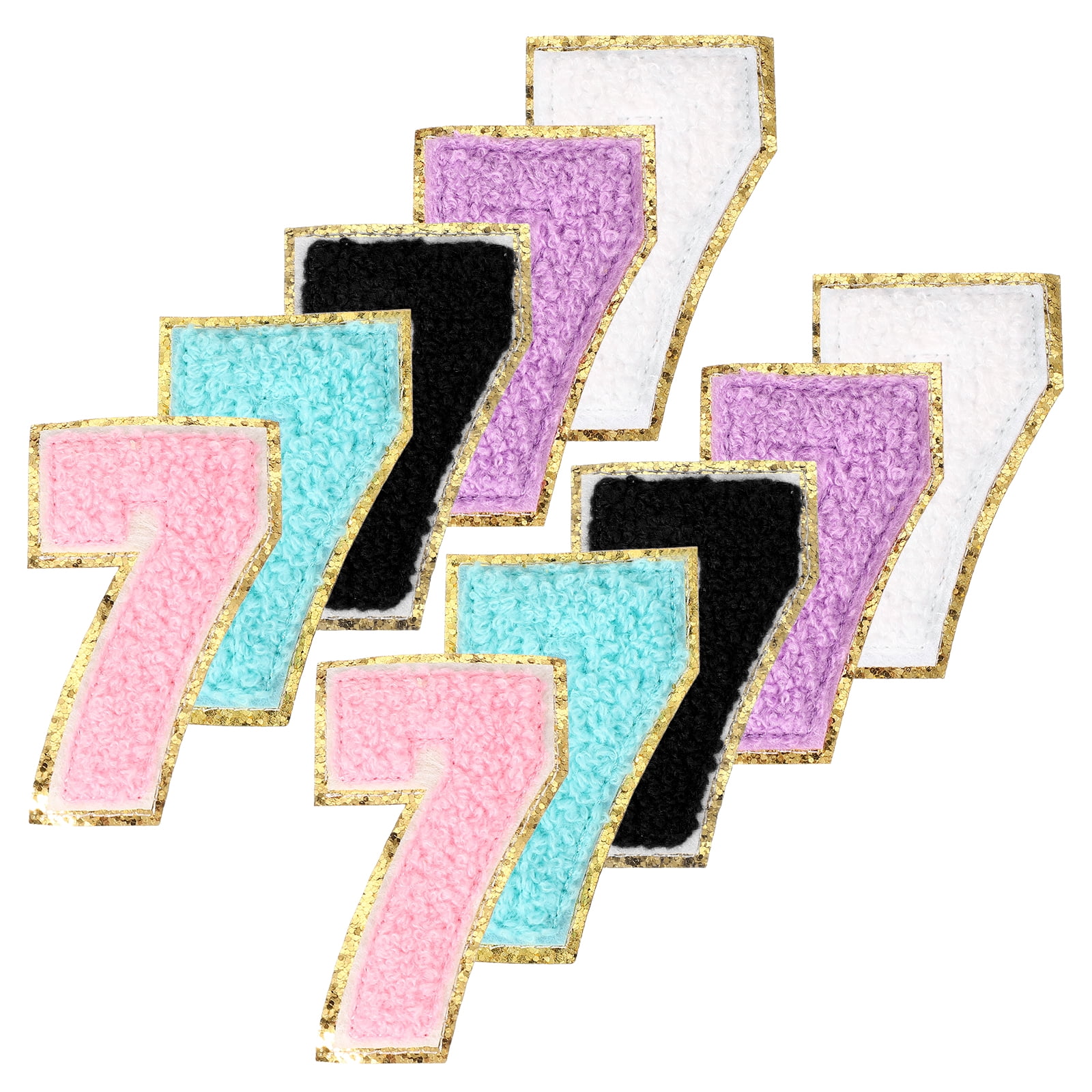 Uxcell Chenille Number Patches, 10 Pcs Iron on Number Patch, Number 7 ...