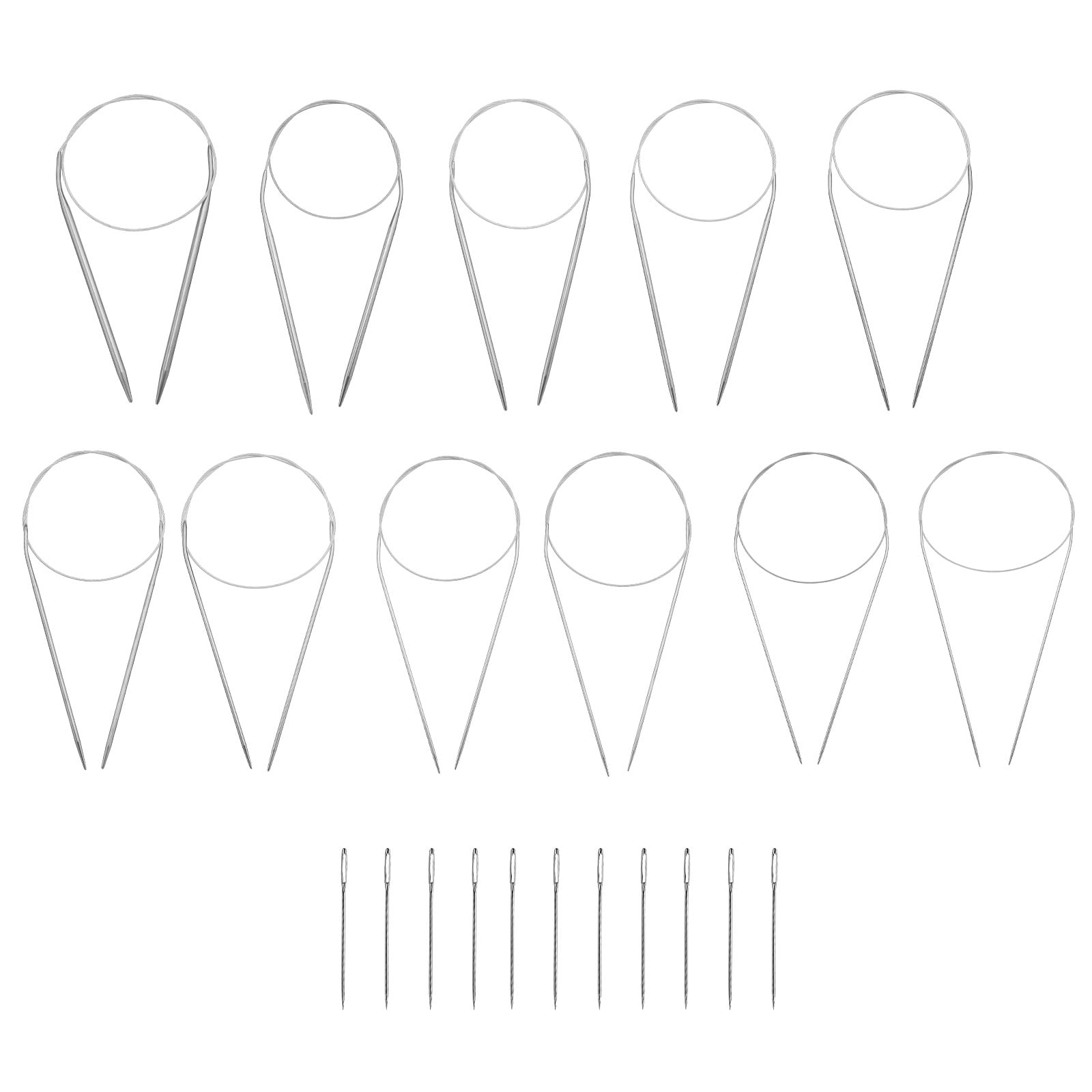 Uxcell Circular Knitting Needles Set, Round Stainless Steel Needle 25. ...