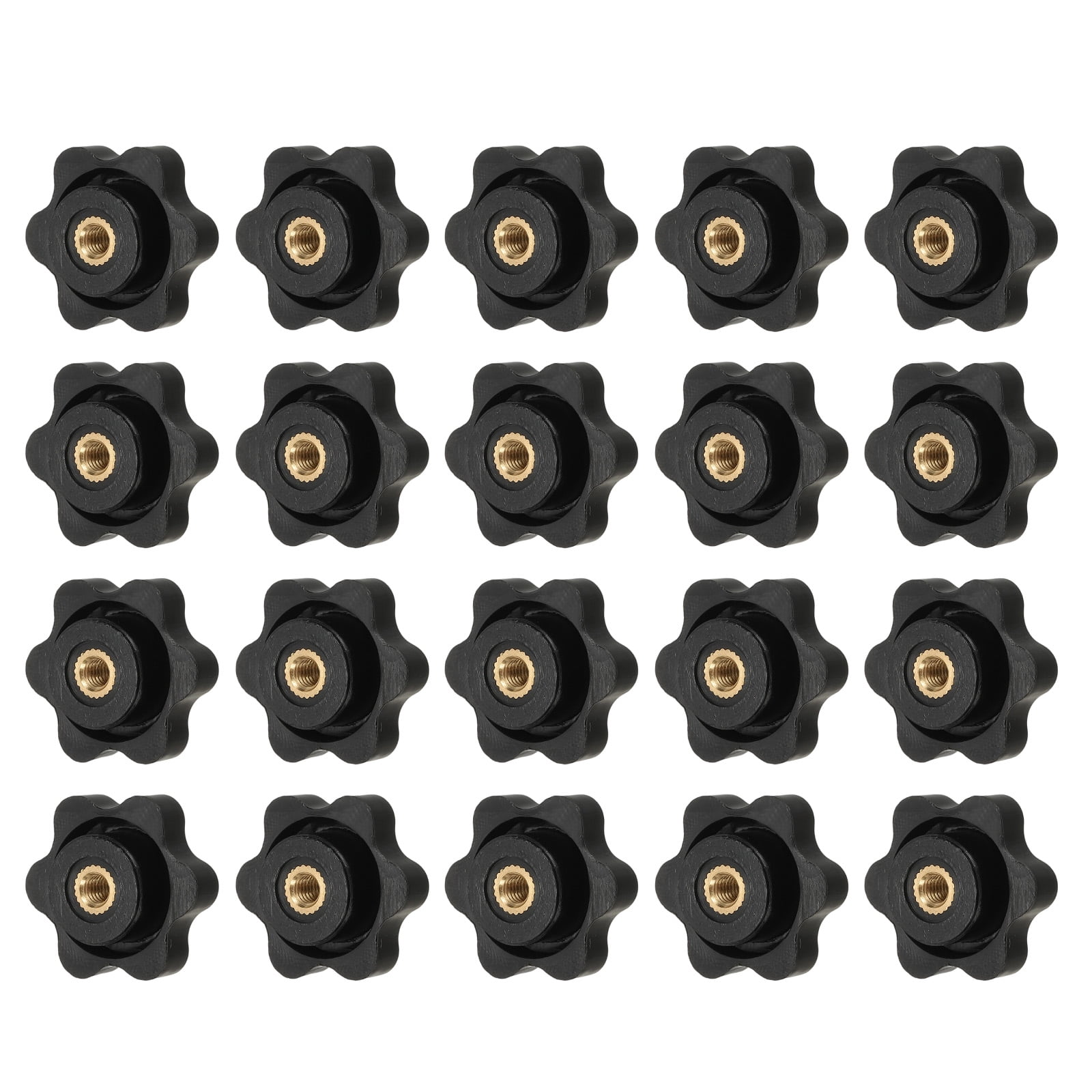 Uxcell Clamping Nuts Knob Plastic Screw-On Brass Star Knobs Knurled Female Threaded Hexagon Head ...