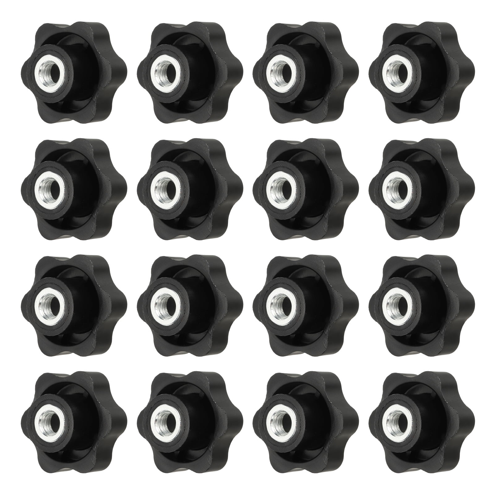 Uxcell Clamping Nuts Knob Plastic Screw-On Iron Star Knobs Knurled Female Threaded Hexagon Head ...