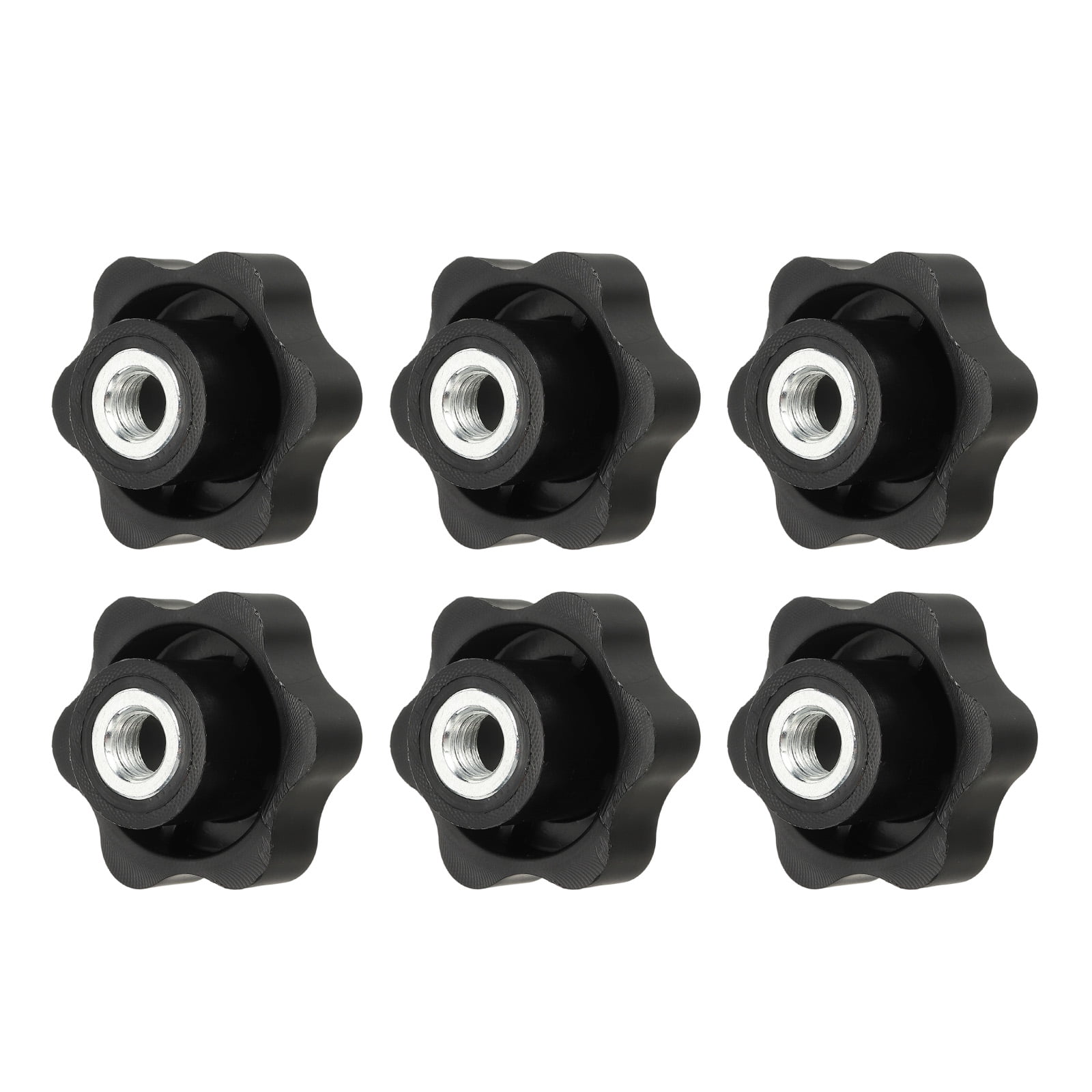Uxcell Clamping Nuts Knob Plastic Screw-On Iron Star Knobs Knurled Female Threaded Hexagon Head ...