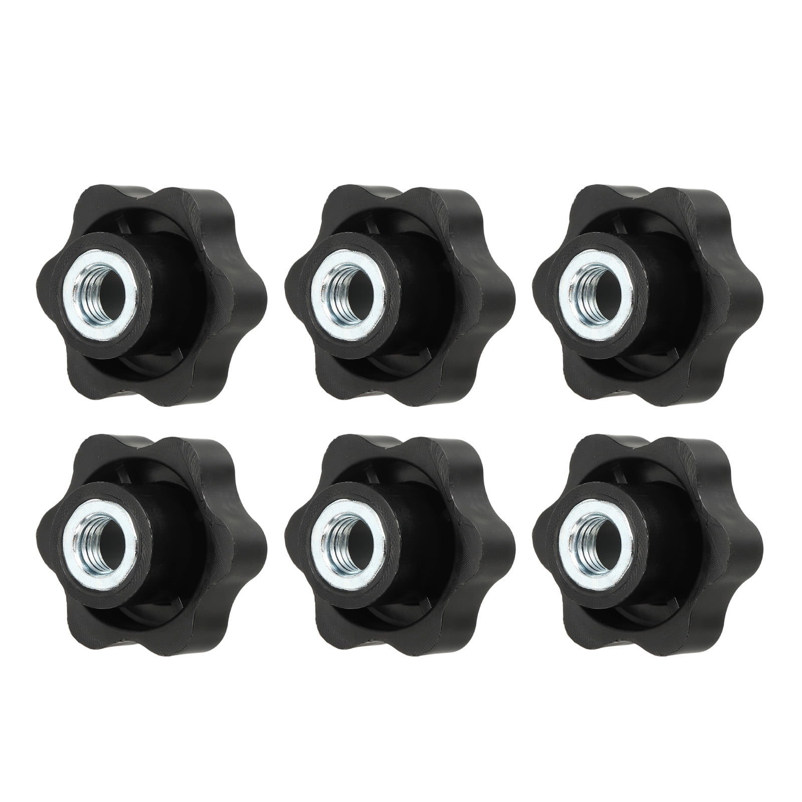 Uxcell Clamping Nuts Knob Plastic Screw-On Iron Star Knobs Knurled Female Threaded Hexagon Head ...