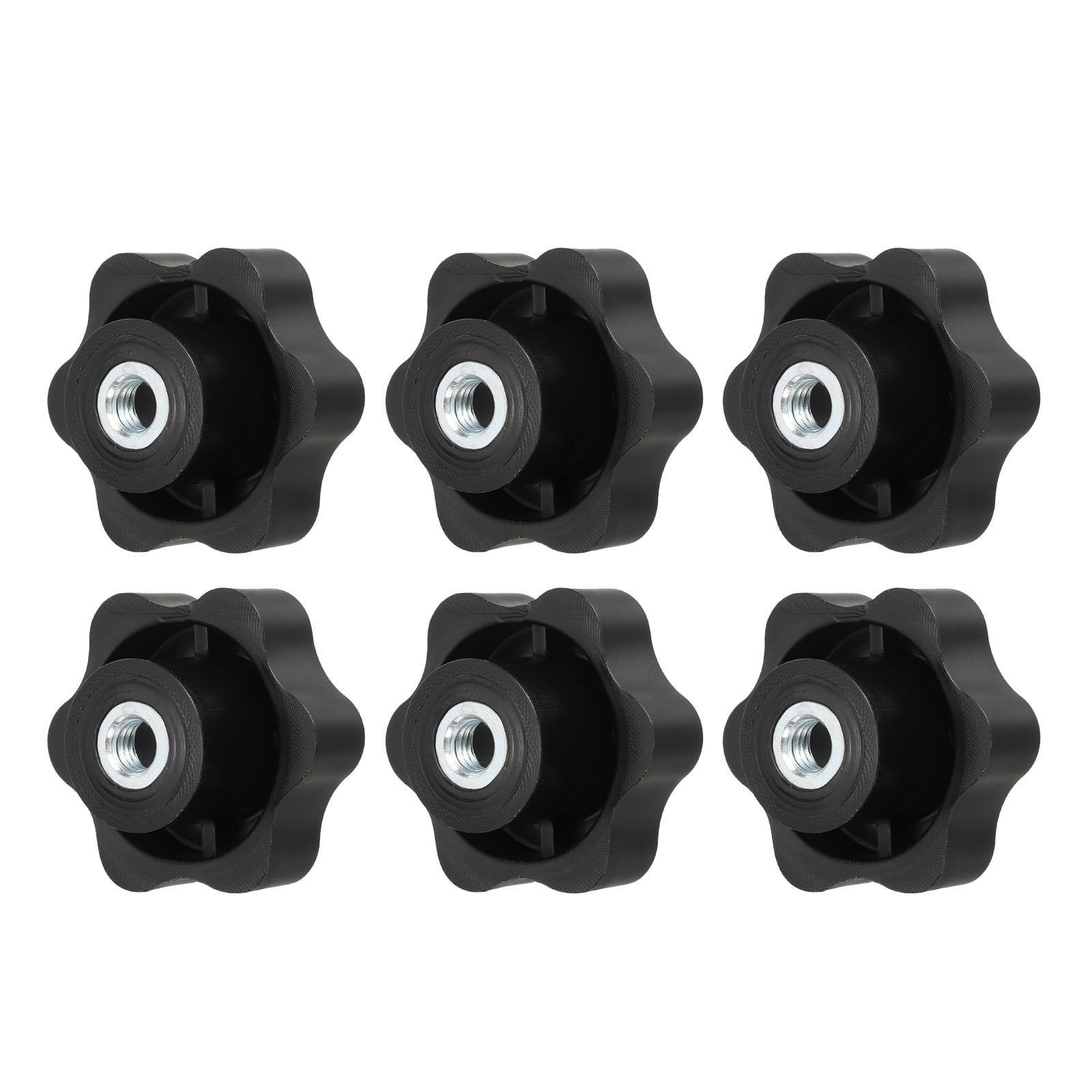 Uxcell Clamping Nuts Knob Plastic Screw-On Iron Star Knobs Knurled Female Threaded Hexagon Head ...