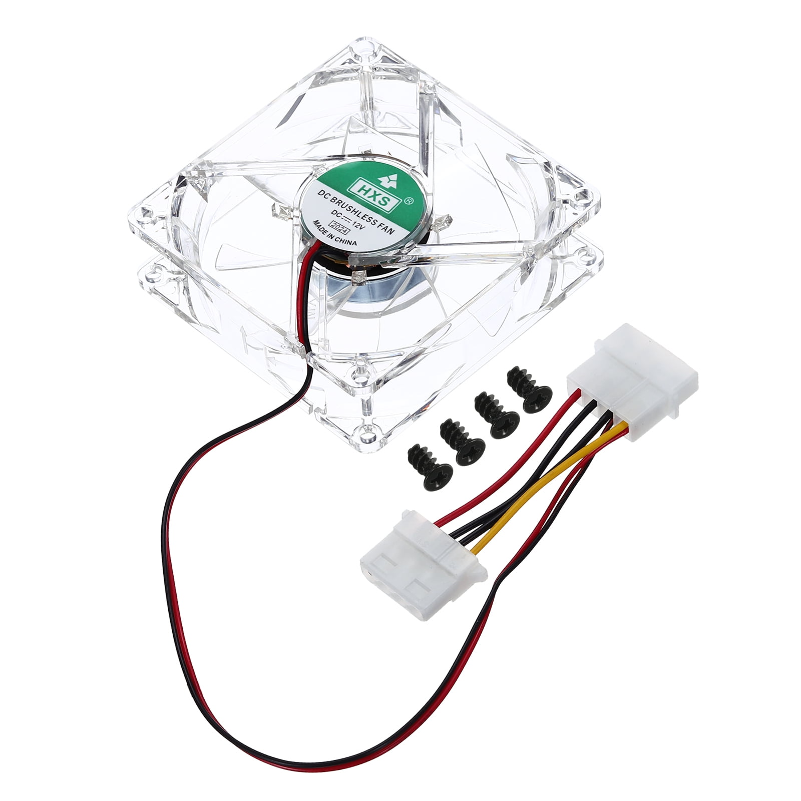 Uxcell Clear Computer Case Fan 1800RPM 80mm 4 Pin Green LED Silent ...