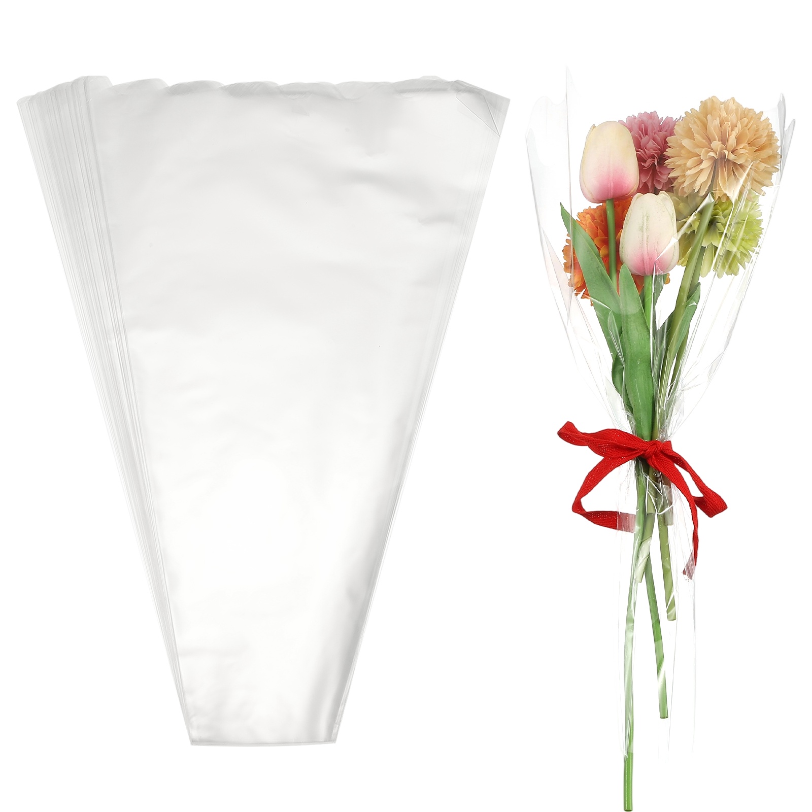 Uxcell Clear Flower Wrapping Bags, Transparent Flower Packaging Bag ...