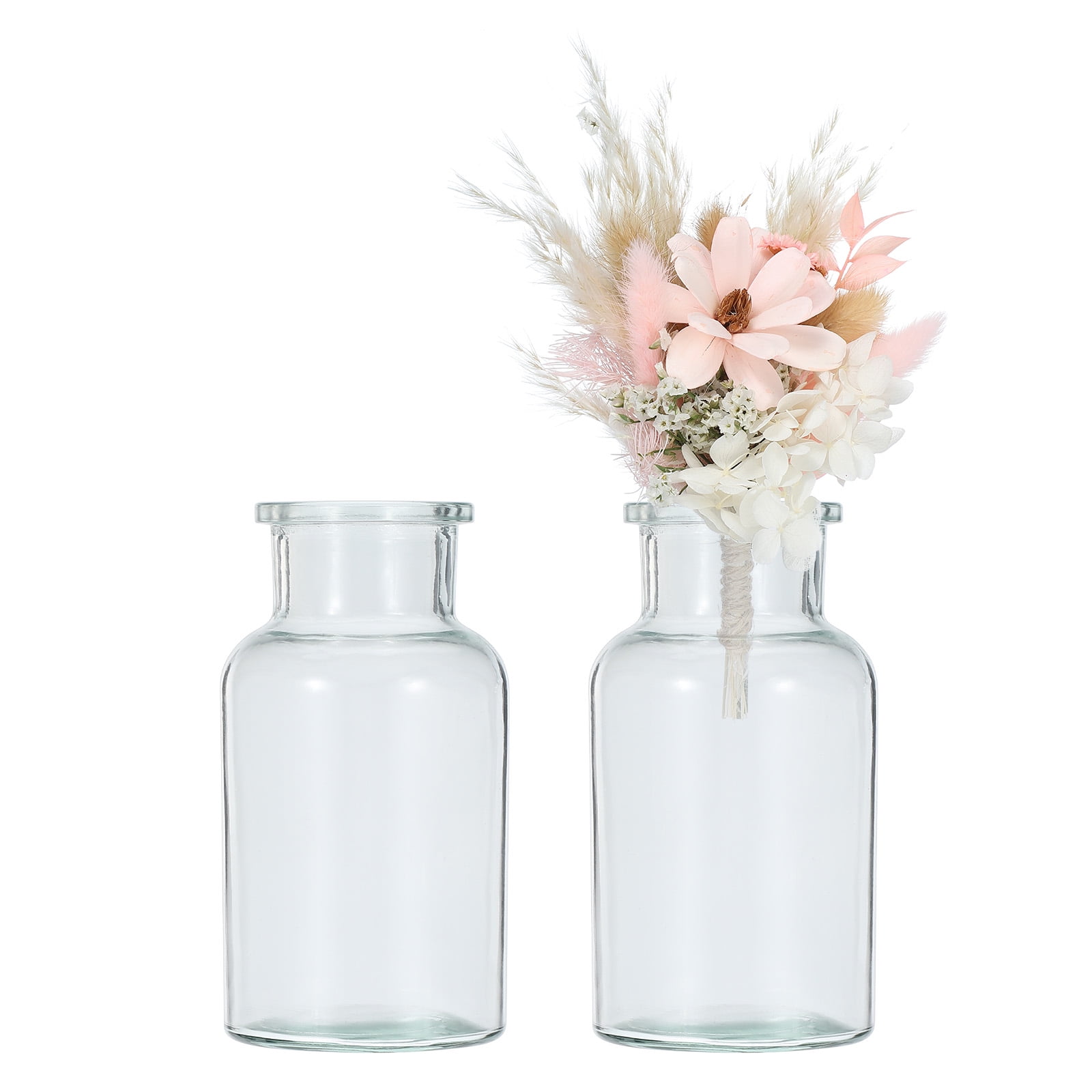 Uxcell Clear Glass Bud Vase Set of 2 Small Flower Vases for Centerpiece ...